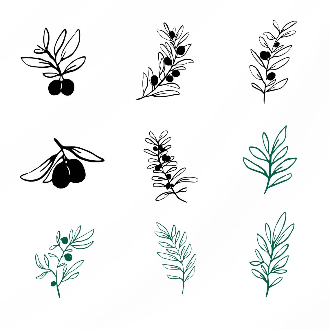 Olive Branch Svg Bundle, Olive Branch Clipart for Cricut, Olive Leaf ...