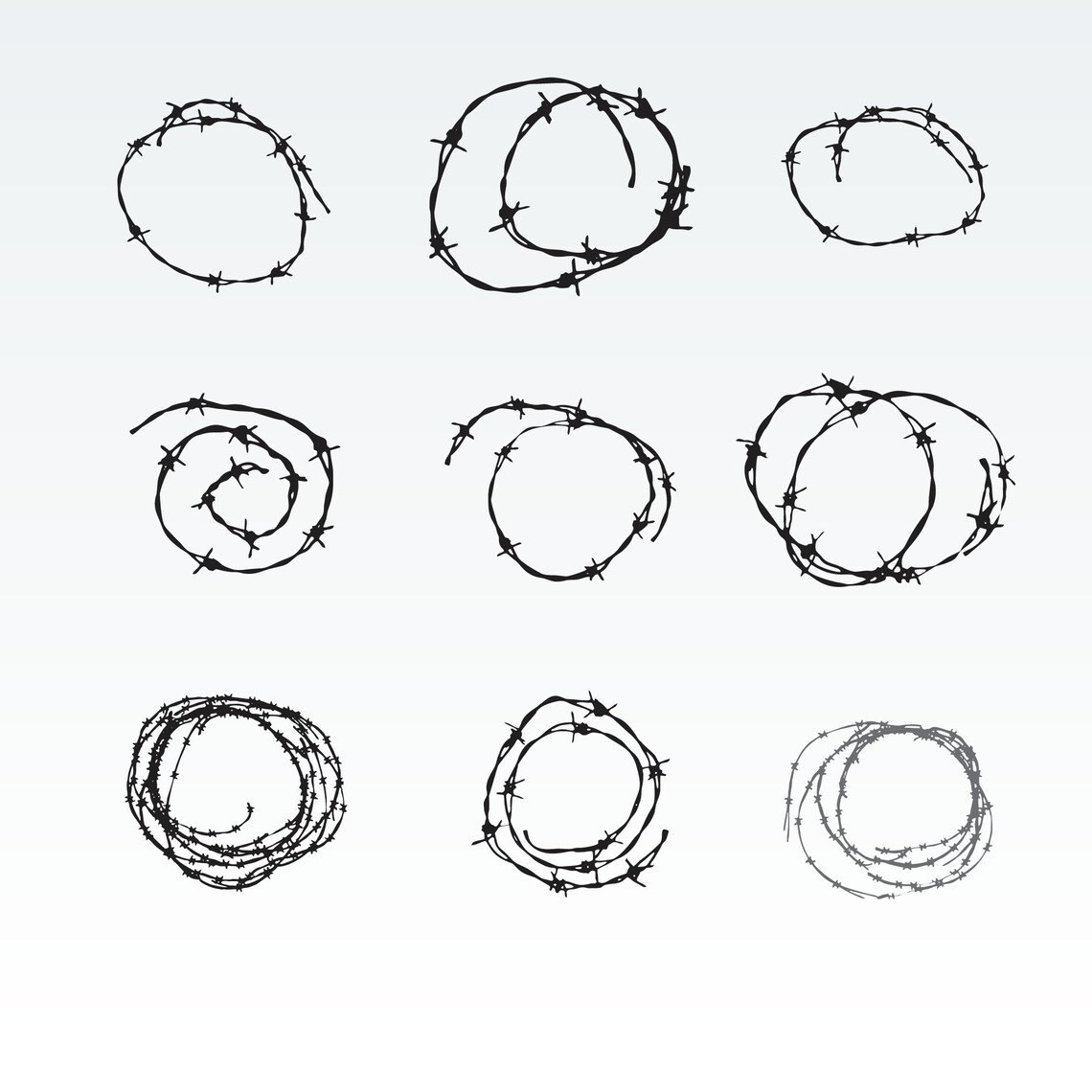 Barbed Wire Bundle, Barbed Wire Clipart for Cricut, Fence Silhouette ...