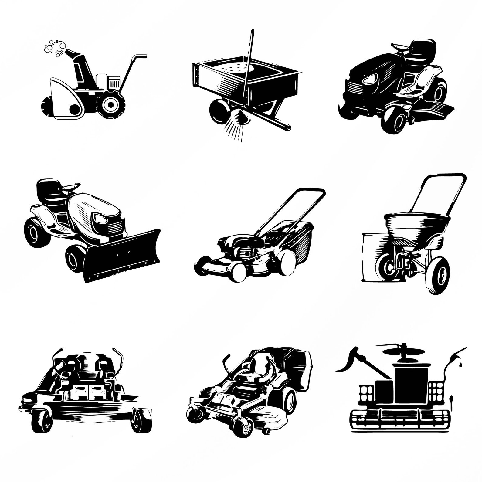 Lawn Mower Svg Bundle, Lawn Mower Clipart for Cricut, Grass Cutting ...