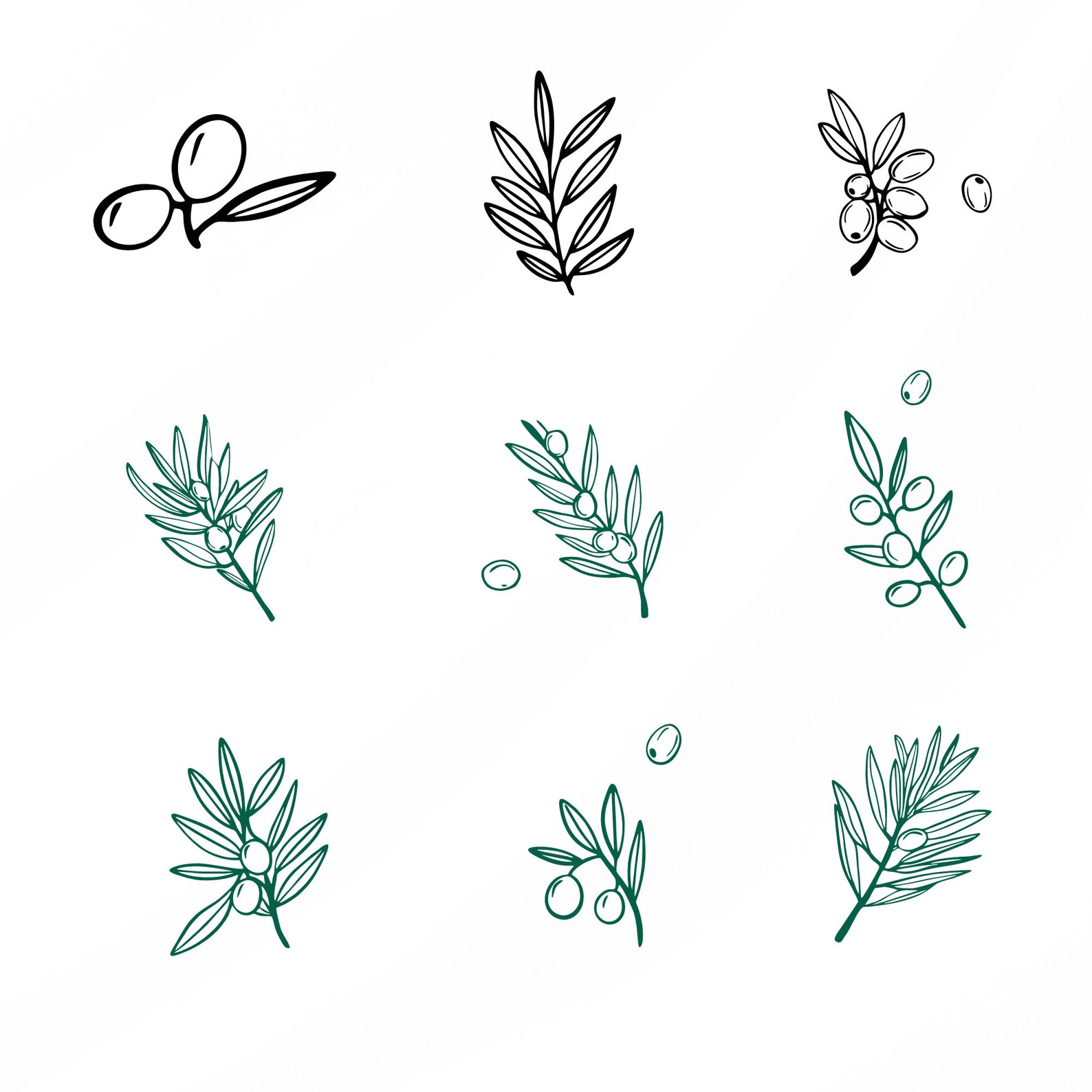 Olive Branch Svg Bundle, Olive Branch Clipart for Cricut, Olive Leaf ...