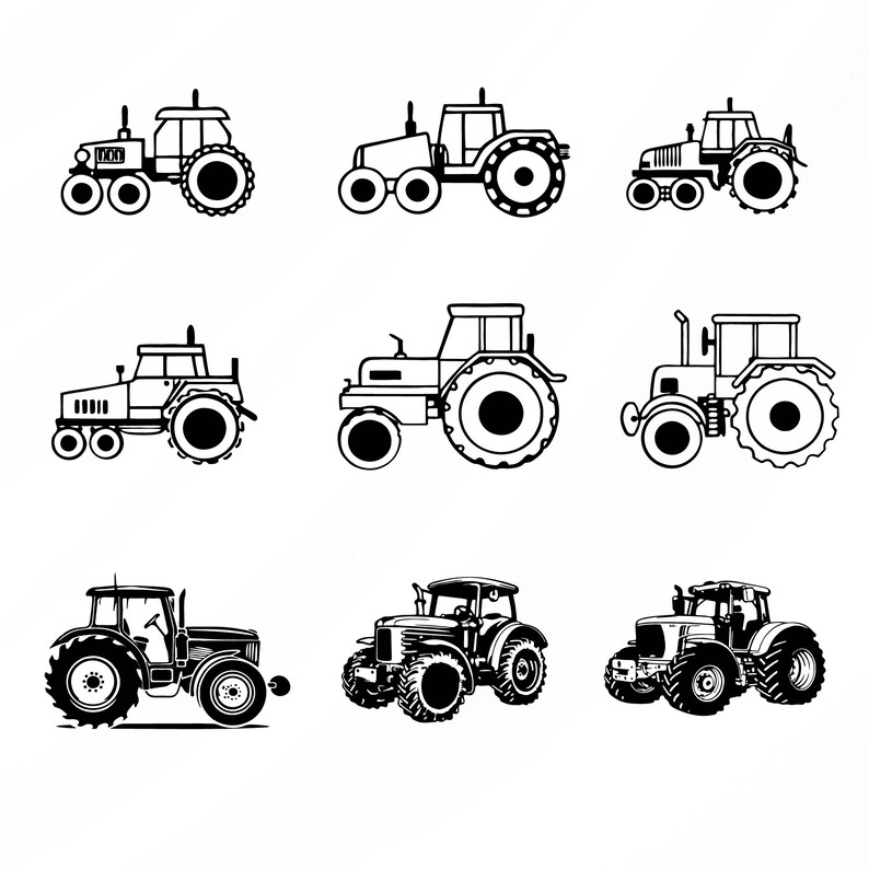 Tractor Svg Bundle, Tractor Clipart for Cricut, Farm Tractor Vector ...