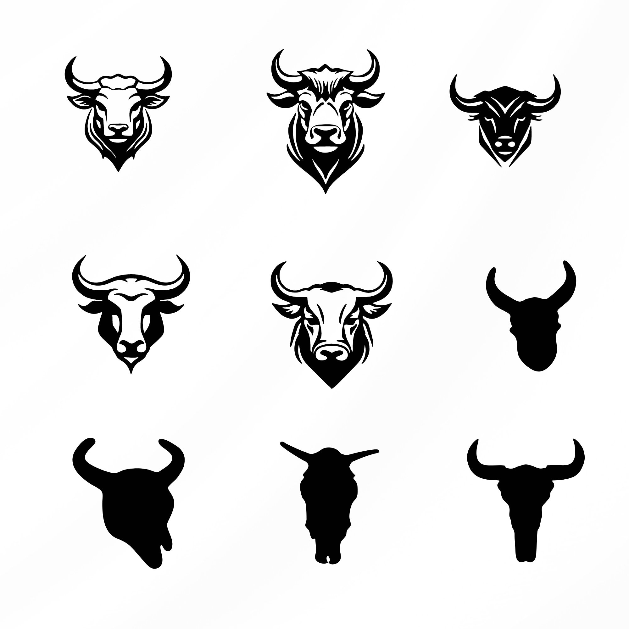 Bull Svg Bundle, Bull Head Clipart for Cricut, Bull Silhouette, Farm ...
