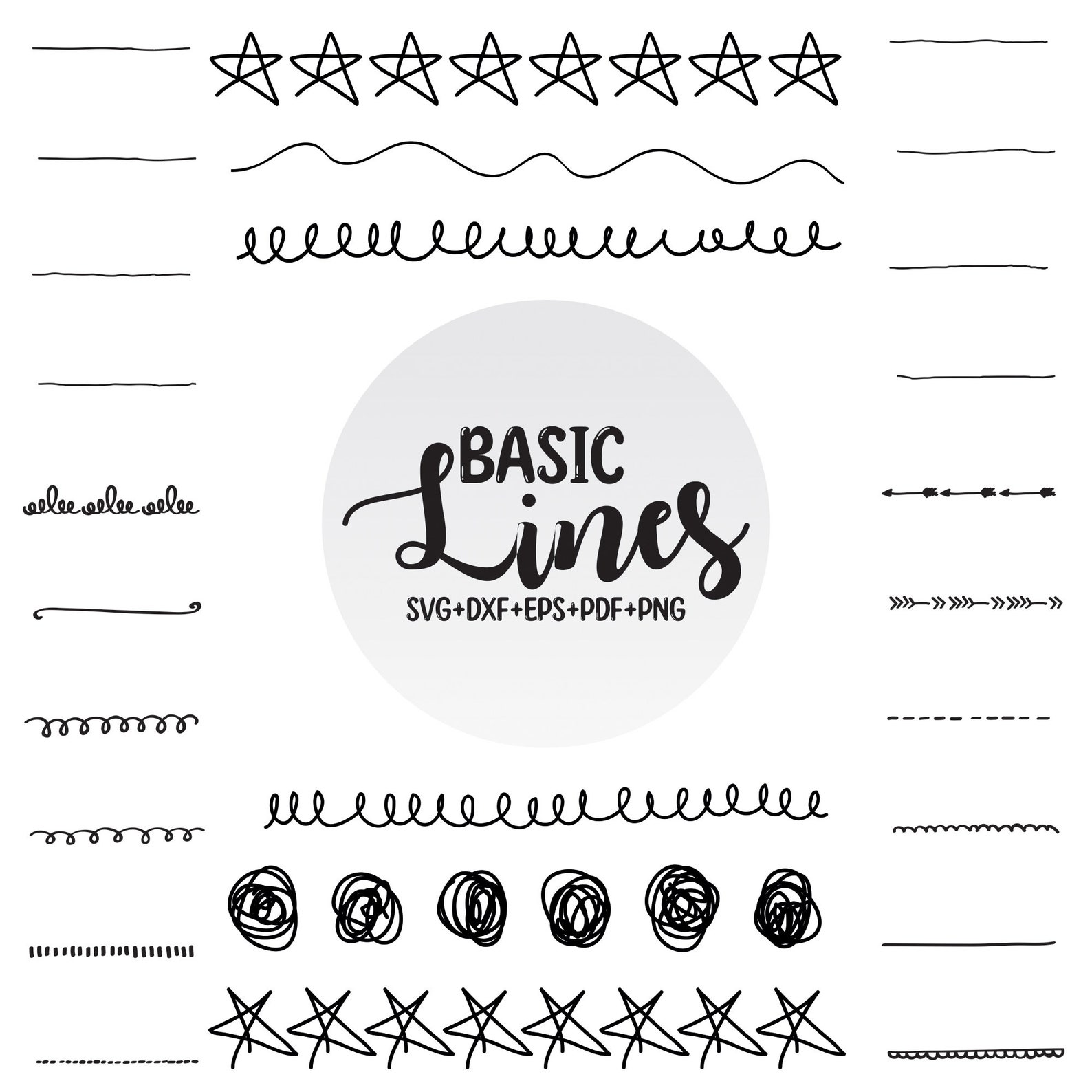Line Svg Bundle, Basic Line Clipart for Cricut, Dotted Line Silhouette ...