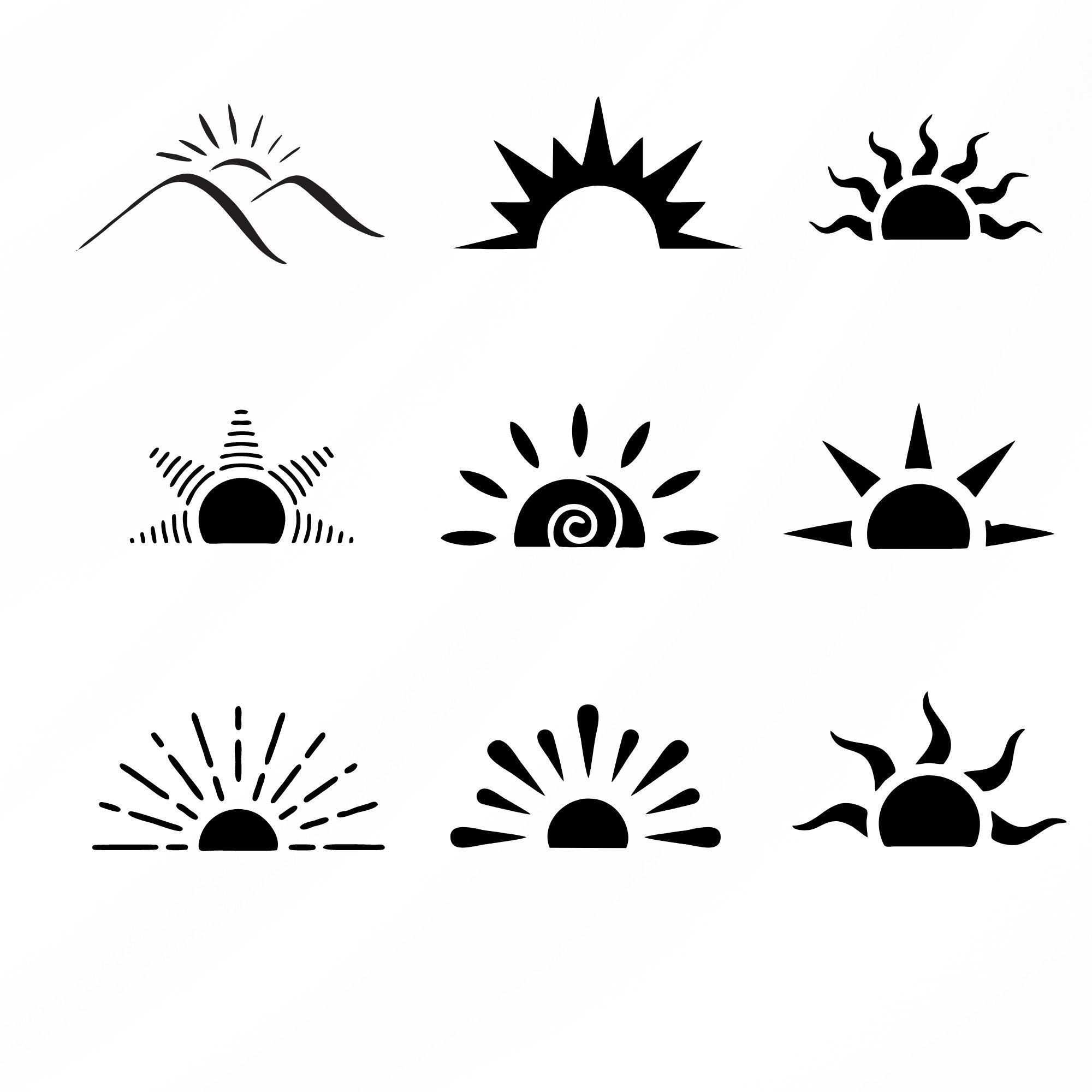 Sun Rise Svg Bundle, Sun Rise Clipart for Cricut, Sunrise Vector, Sun ...