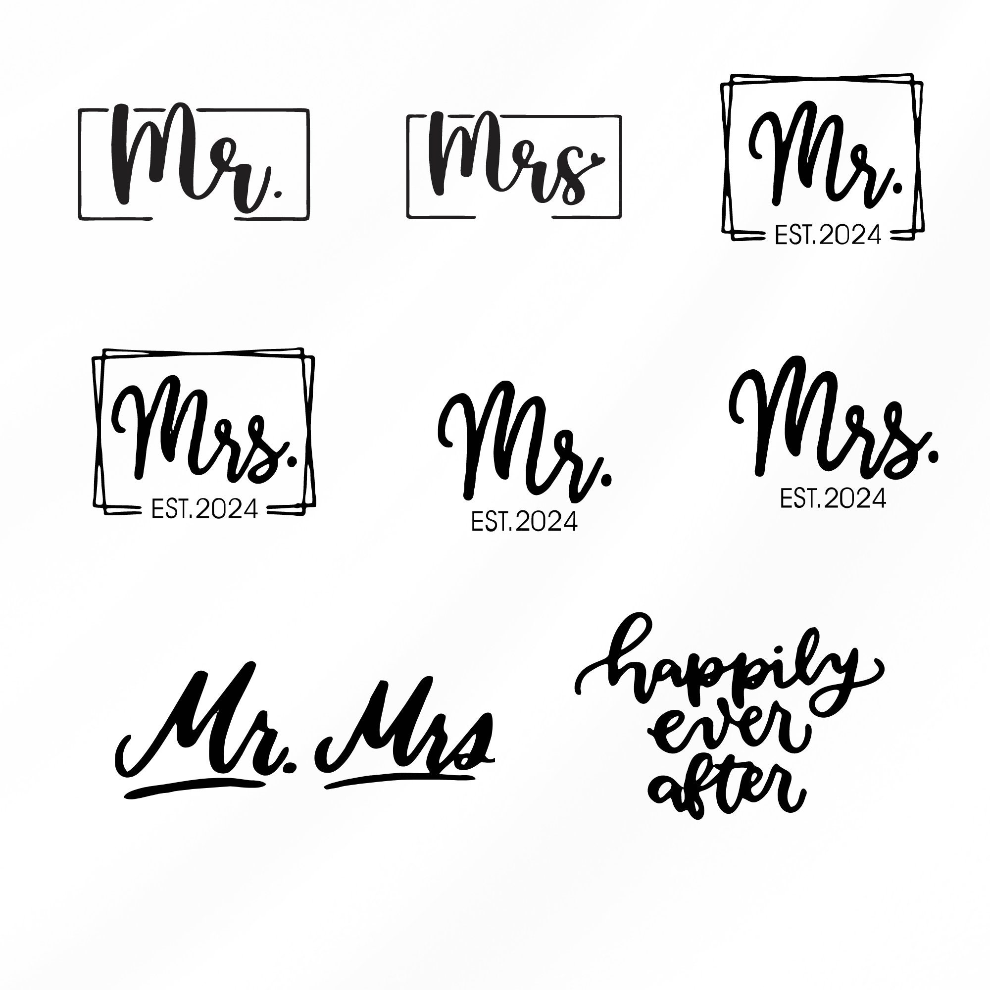 Mr and Mrs Svg Bundle, Mr and Mrs Clipart for Cricut, Wedding ...