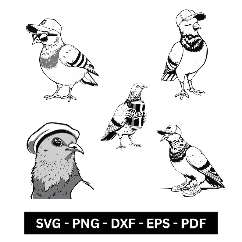 Pigeon SVG Bundle, Pigeon Clipart, Pigeon Cut Files for Cricut, PNG and ...
