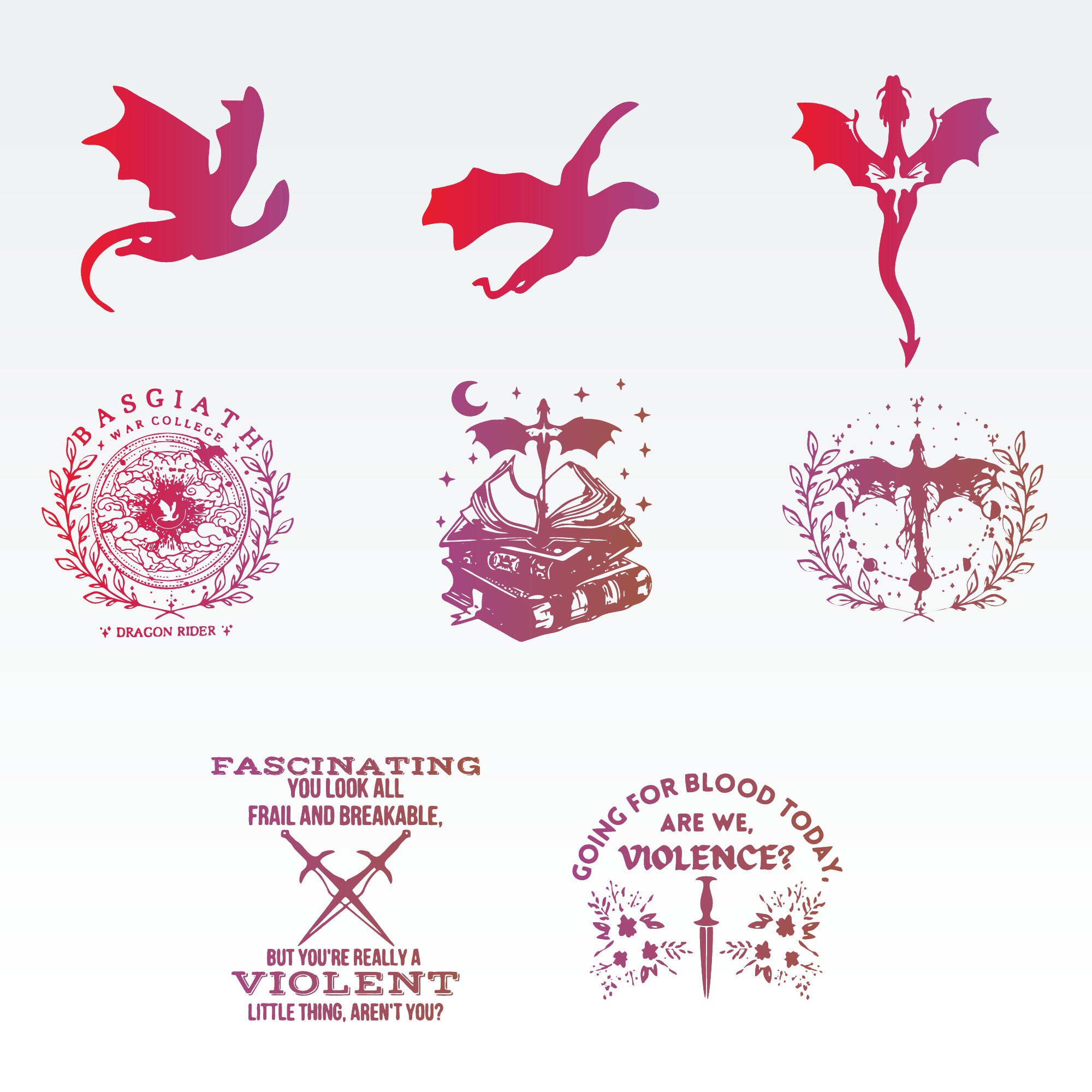 Fourth Wing Svg Bundle, Dragon Rider Clipart for Cricut, Xaden Riorson ...