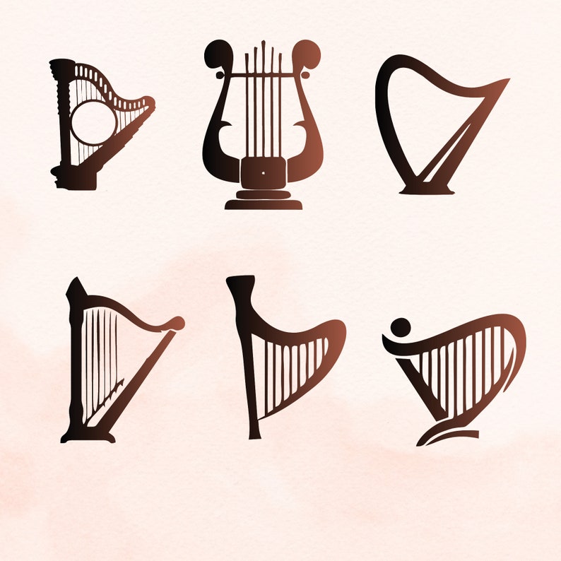 Harp Svg Bundle, Harp Clipart for Cricut, Musical Instruments Cut Files ...