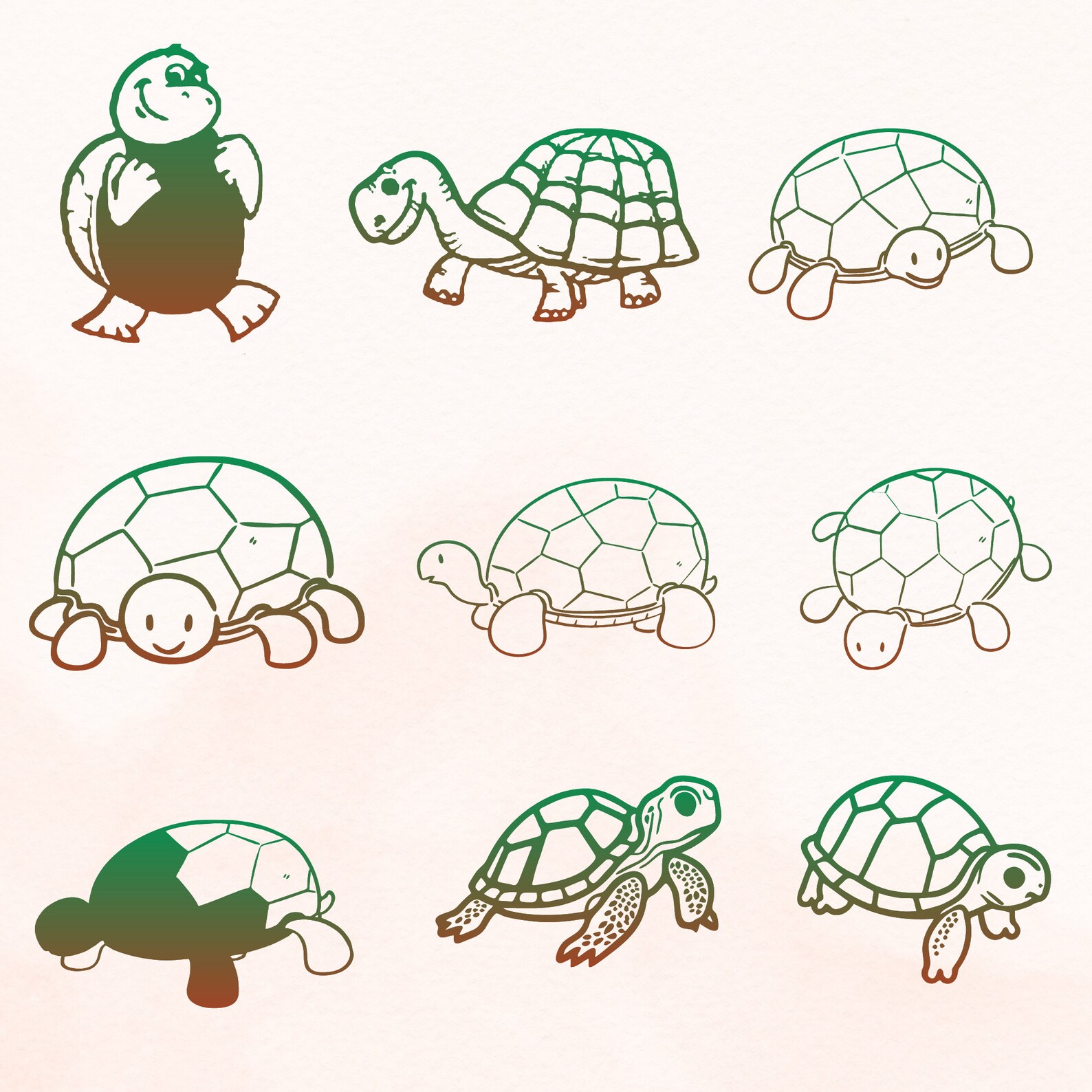 Turtle Svg Bundle, Sea Turtle Clipart for Cricut, Tortoise Silhouette ...