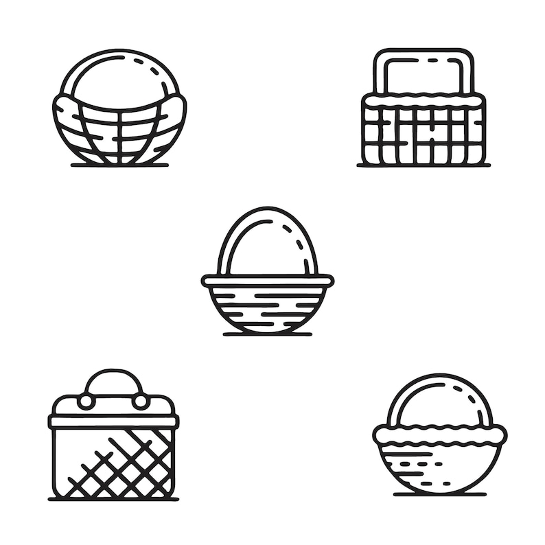 Basket Svg Bundle, Basket Clipart for Cricut, Basket Silhouette, Wicker ...