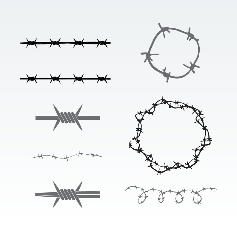 Barbed Wire Bundle, Barbed Wire Clipart for Cricut, Fence Silhouette ...