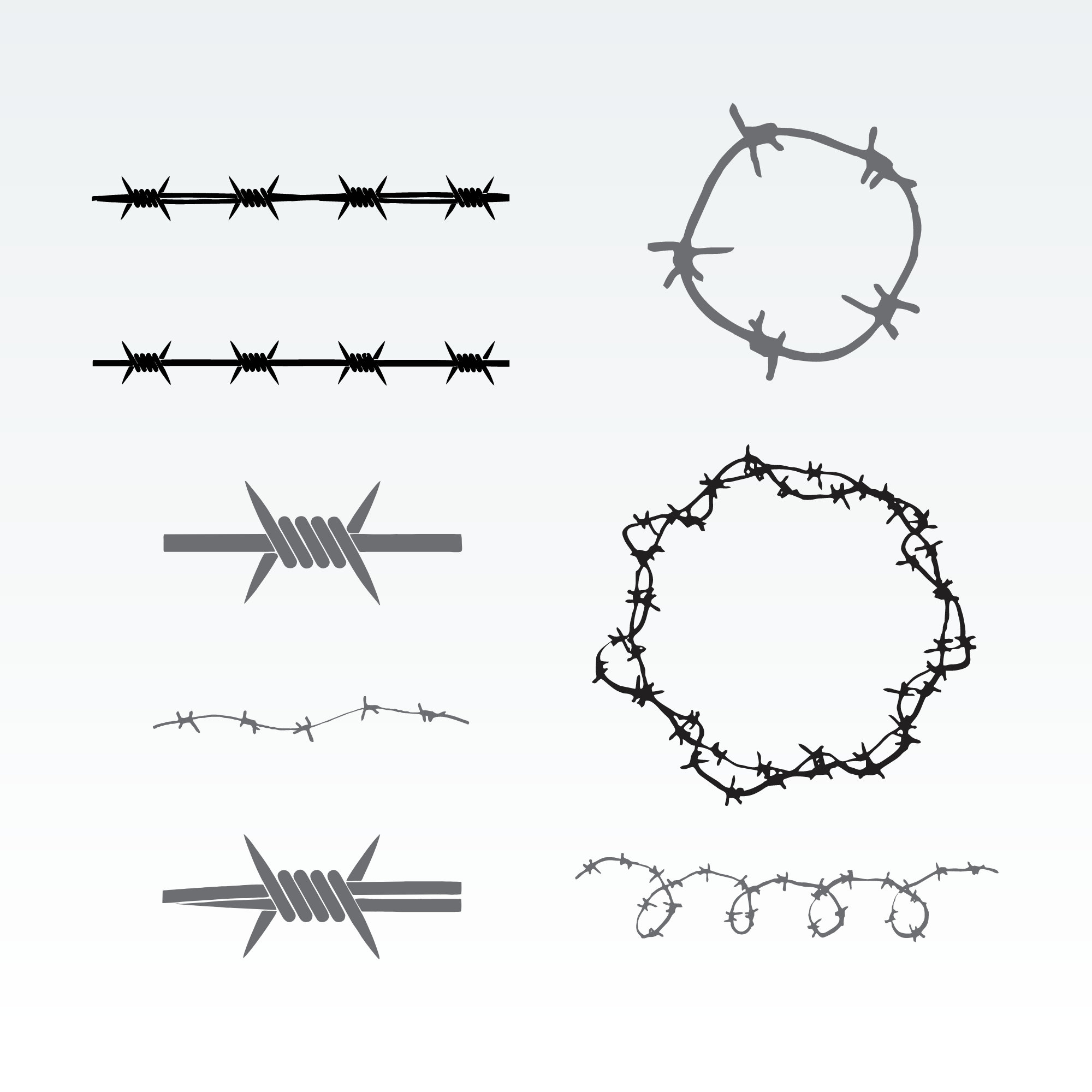 Barbed Wire Bundle, Barbed Wire Clipart for Cricut, Fence Silhouette ...