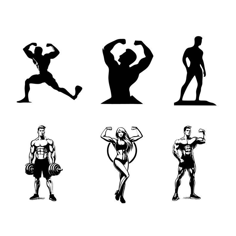 Bodybuilder Svg Bundle, Bodybuilder Clipart for Cricut, Exercise ...