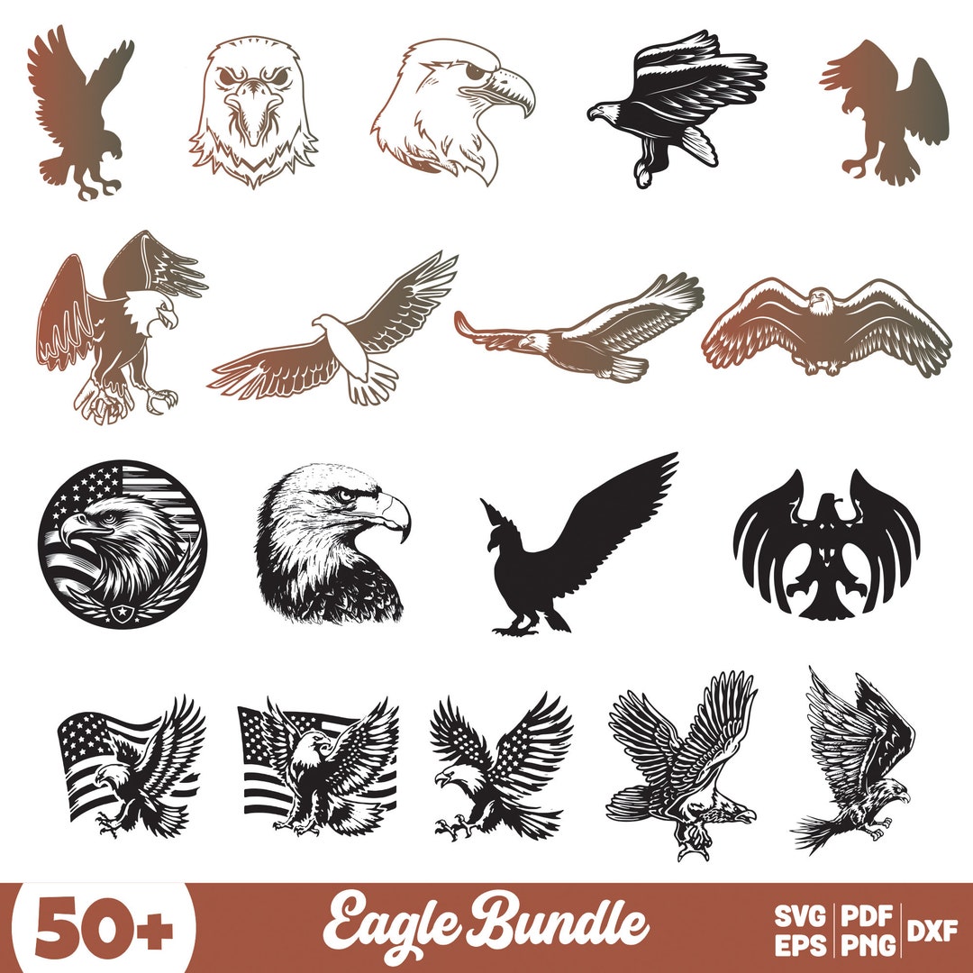 Eagle Svg Bundle, Eagle Head Clipart for Cricut, Eagle Silhouette ...