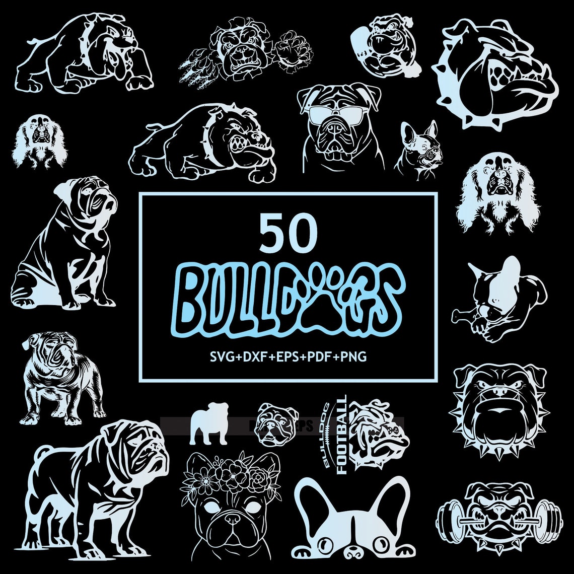 Bulldog Svg Bundle, Bulldog Clipart for Cricut, Bulldog Cut Files, Dog ...
