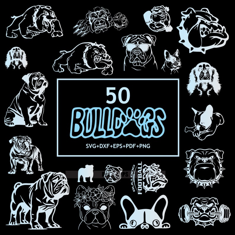 Bulldog Svg Bundle, Bulldog Clipart for Cricut, Bulldog Cut Files, Dog ...