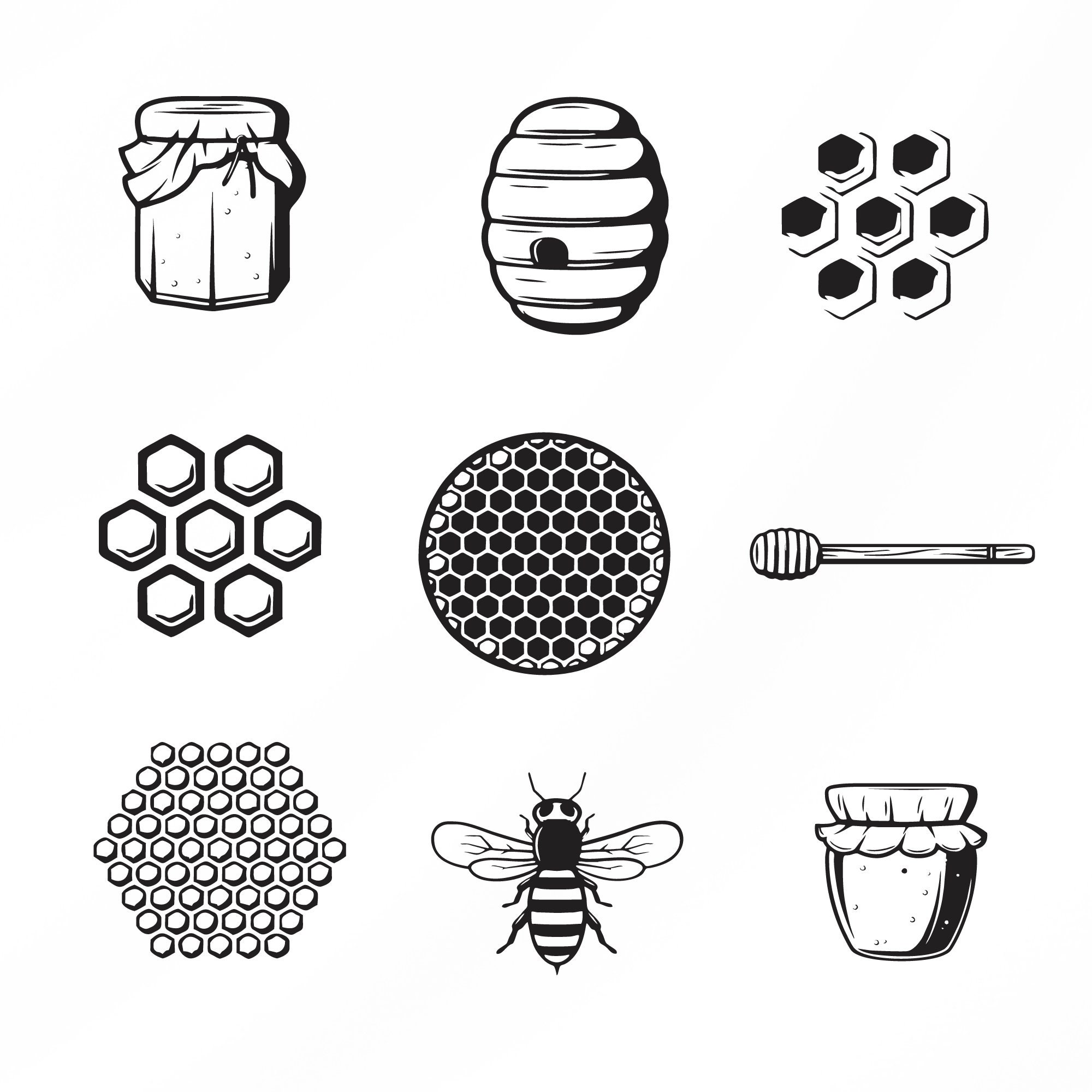Bee Svg Bundle, Honey Bee Clipart for Cricut, Honeycomb Silhouette, Bee ...