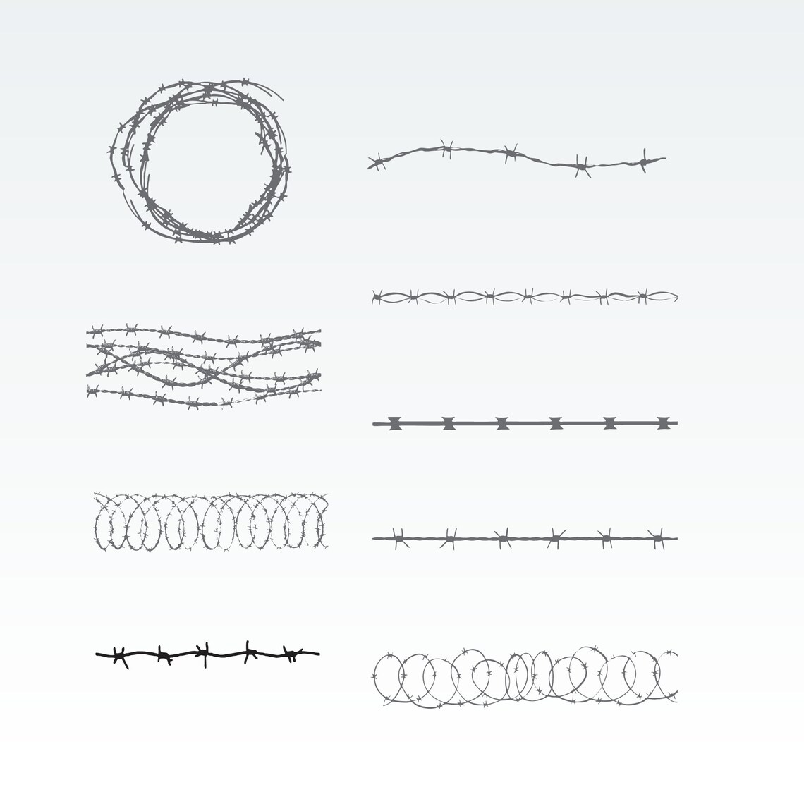 Barbed Wire Bundle, Barbed Wire Clipart for Cricut, Fence Silhouette ...
