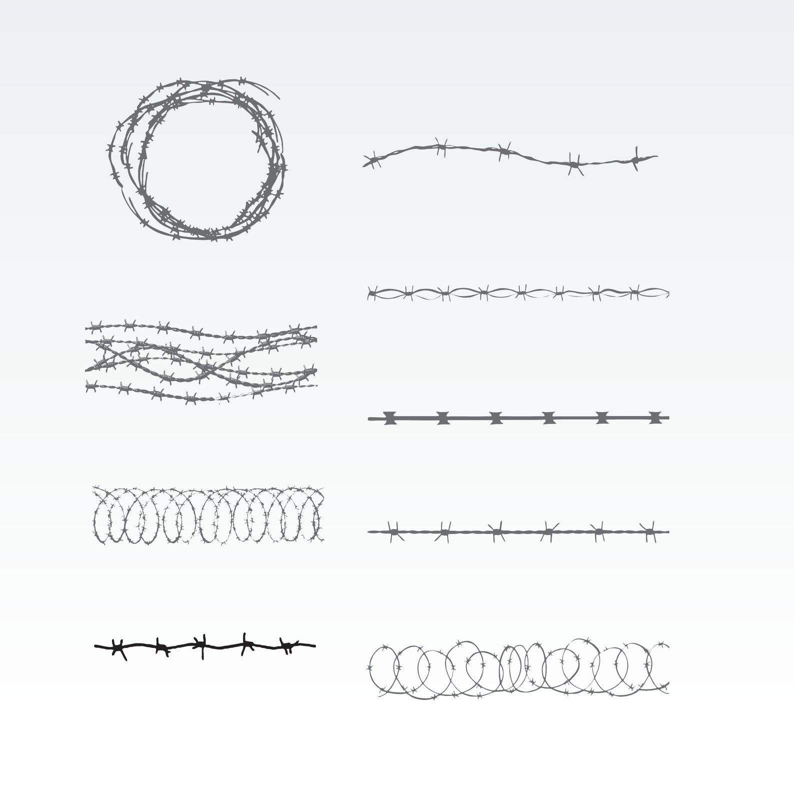 Barbed Wire Bundle, Barbed Wire Clipart for Cricut, Fence Silhouette ...