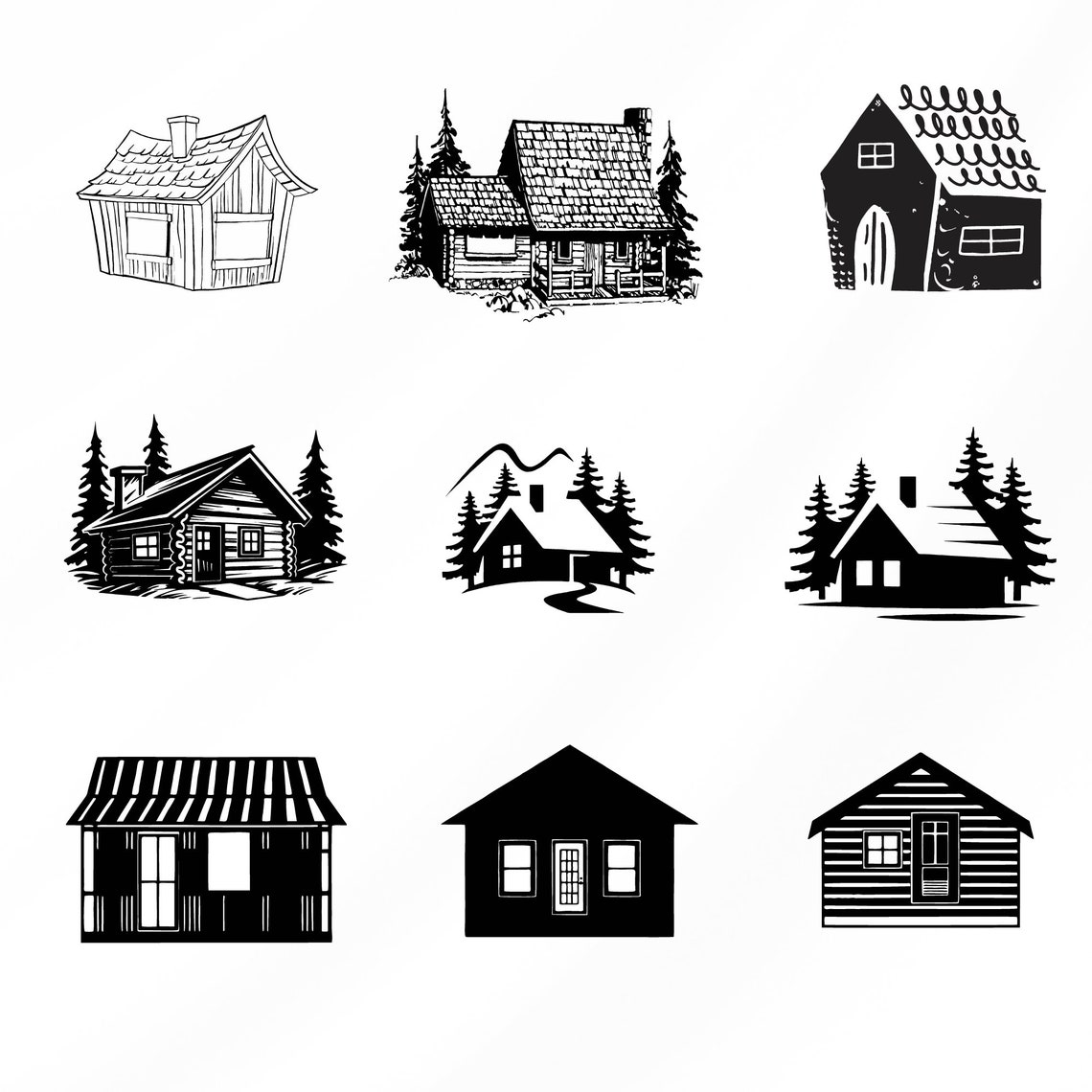 Wooden Cabin Svg Bundle, Rustic Wooden Cabin Equipment Clipart for ...