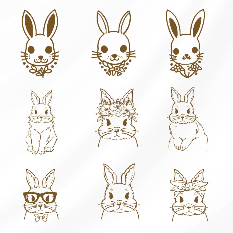 Bunny Face Ears Svg Bundle, Cute Easter Bunny Clipart for Cricut, Bunny ...