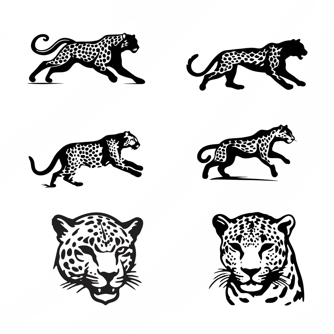 Jaguar Svg Bundle, Jaguar Clipart for Cricut, Wild Animal Silhouette ...