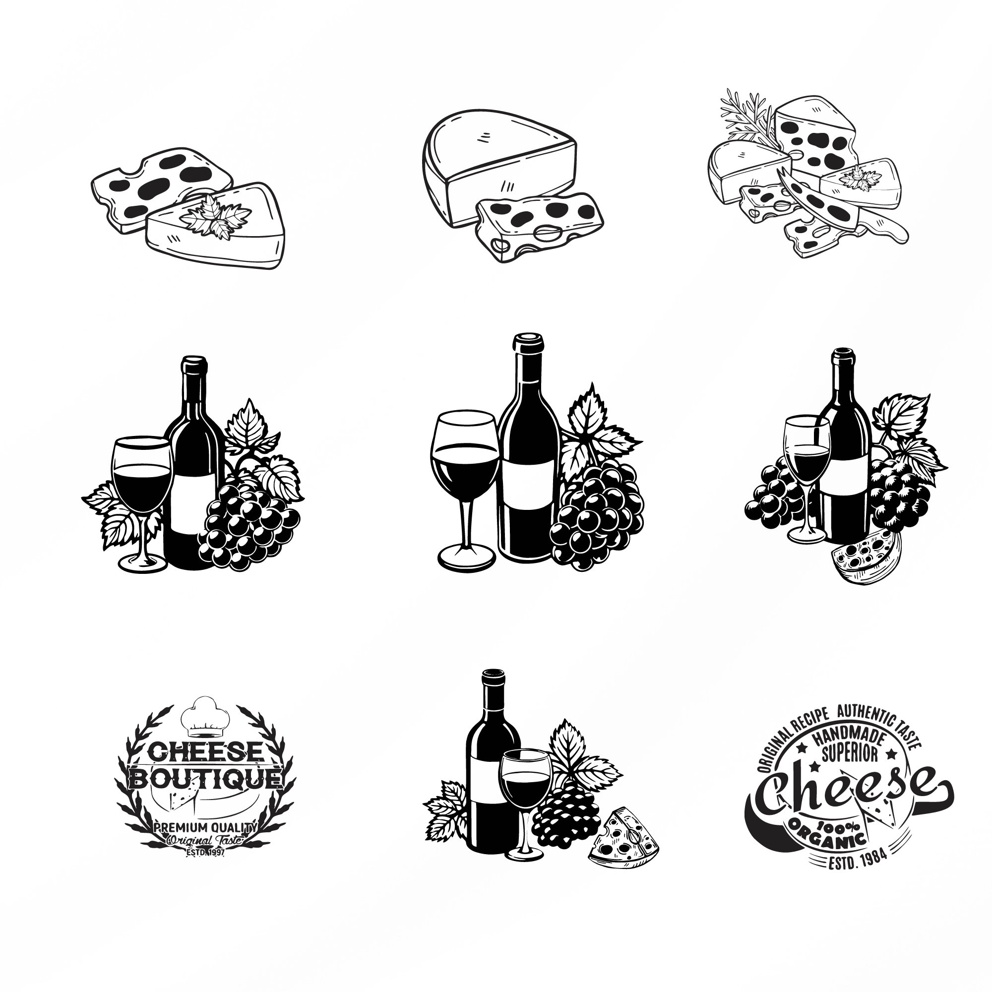 Wine and Cheese Svg Bundle, Wine Clipart for Cricut, Winery Vector, Cheese Decal, Wine Cut Files ...