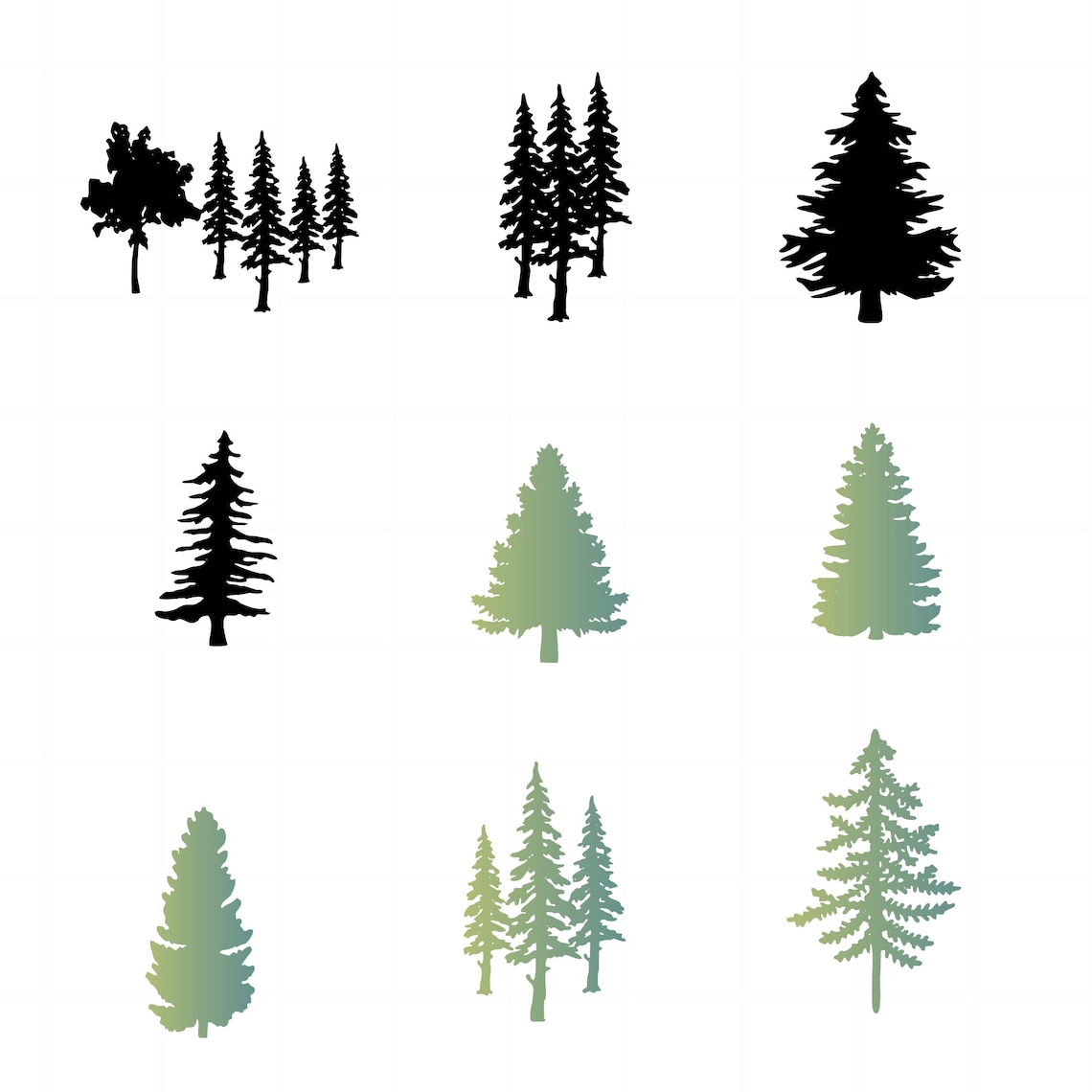 Evergreen Trees Svg Bundle, Pine Tree Clipart for Cricut, Evergreen ...