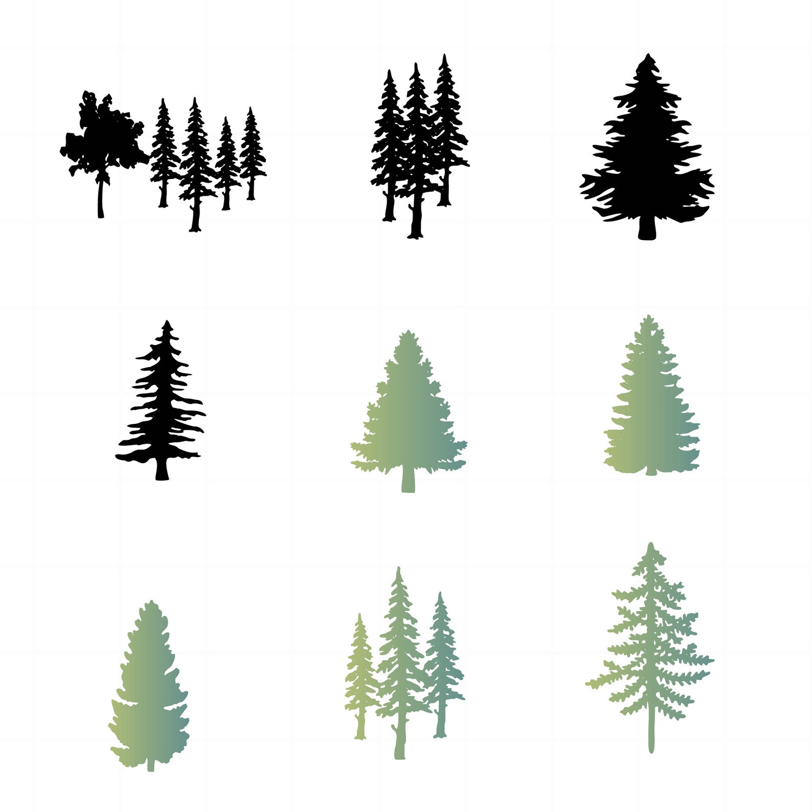 Evergreen Trees Svg Bundle, Pine Tree Clipart for Cricut, Evergreen ...