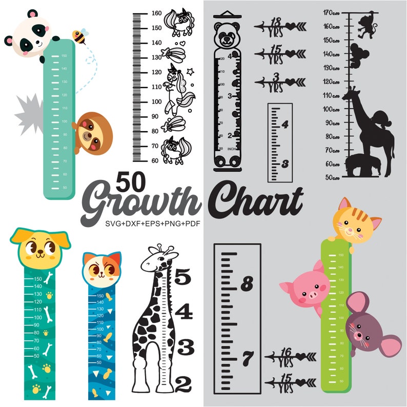 Growth Chart Bundle, Growth Ruler Clipart for Cricut, Growth Chart ...