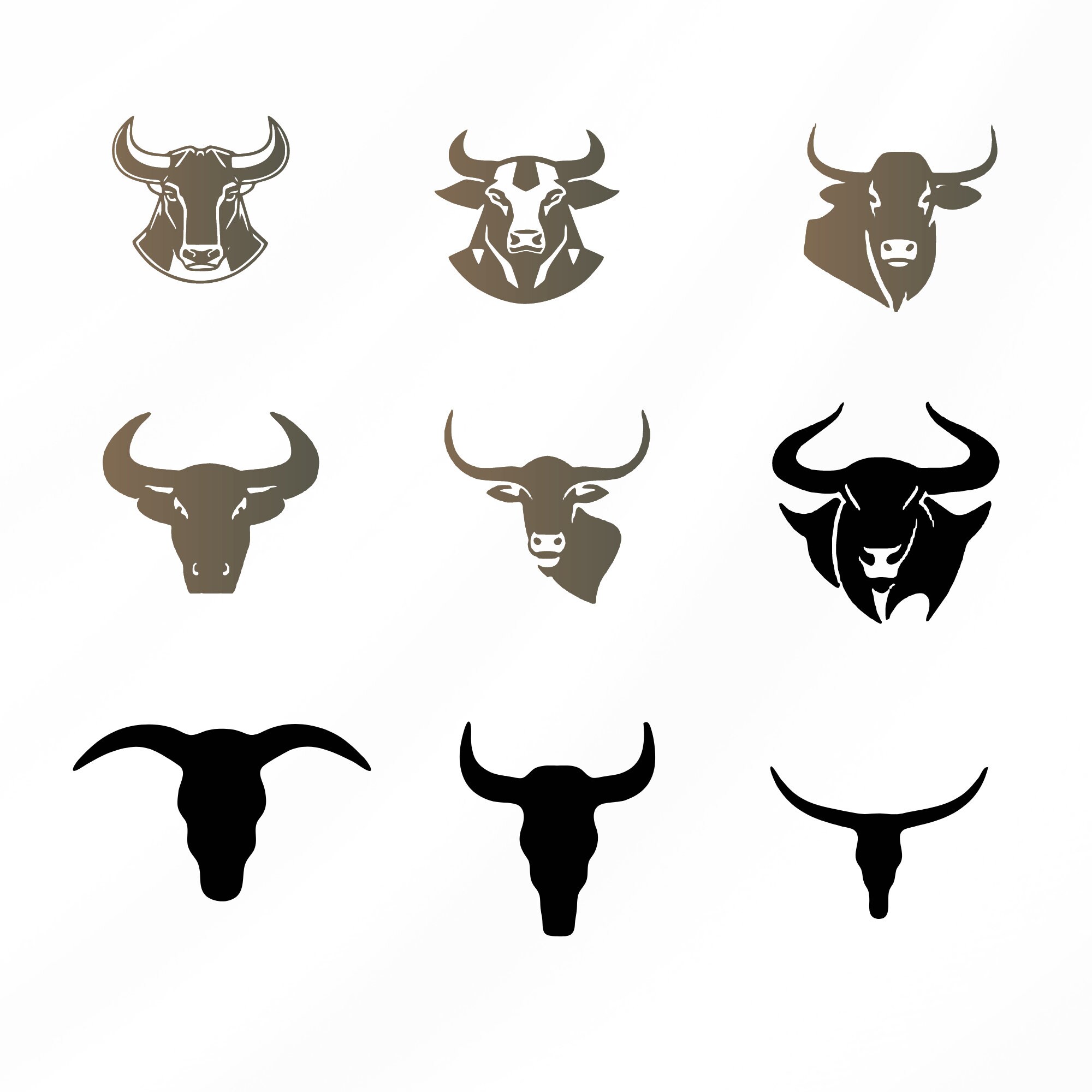 Bull Svg Bundle, Bull Head Clipart for Cricut, Bull Silhouette, Farm ...