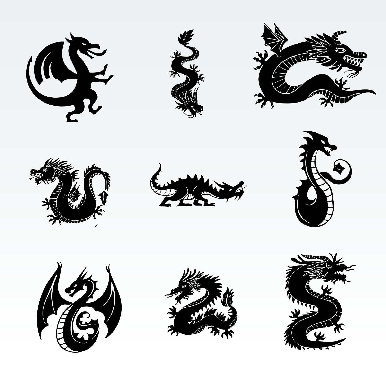 Dragon Svg Bundle, Dragon Clipart for Cricut, Dragon Silhouette, Dragon ...