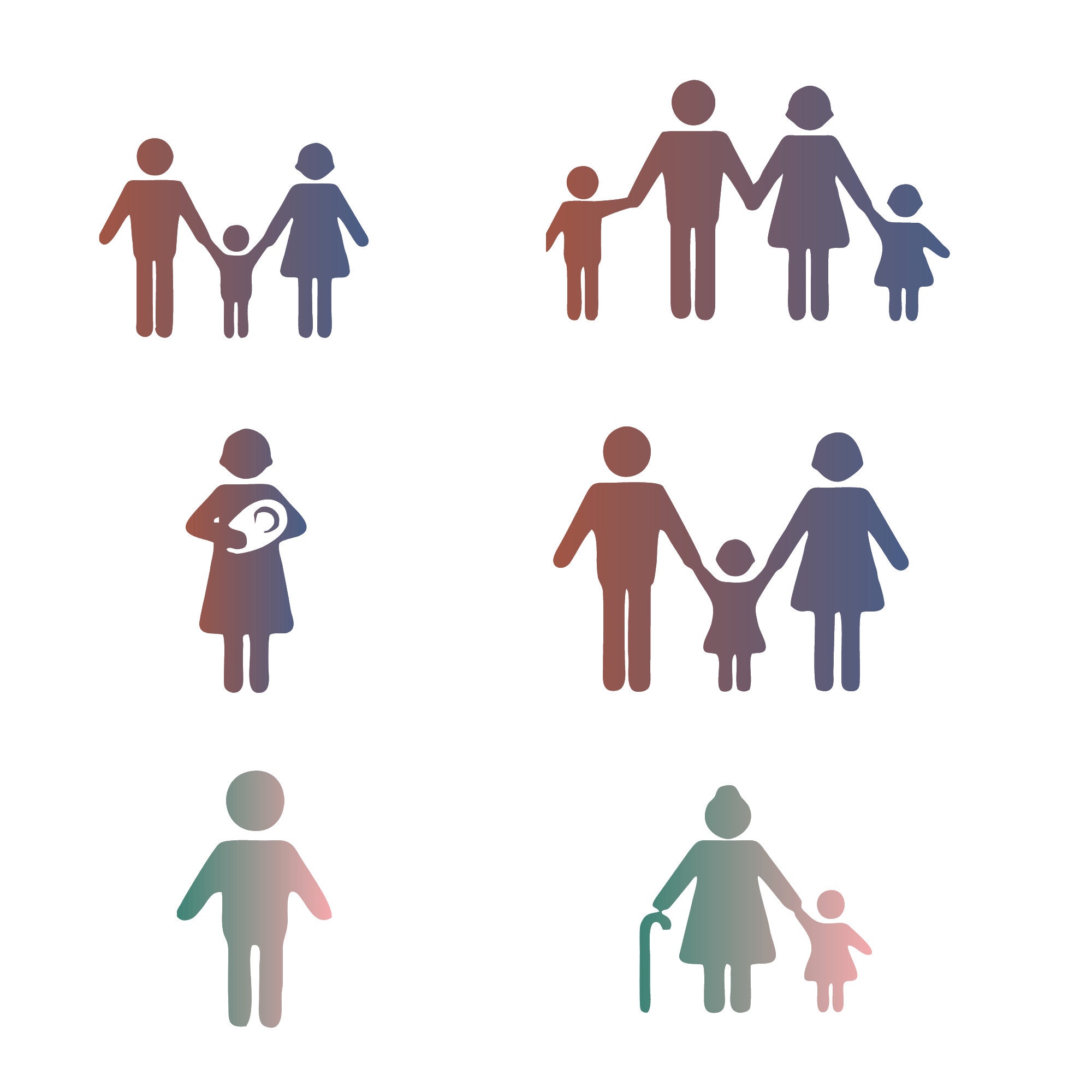 Family Bundle, Family Clipart for Cricut, Children Silhouette, Mom and ...