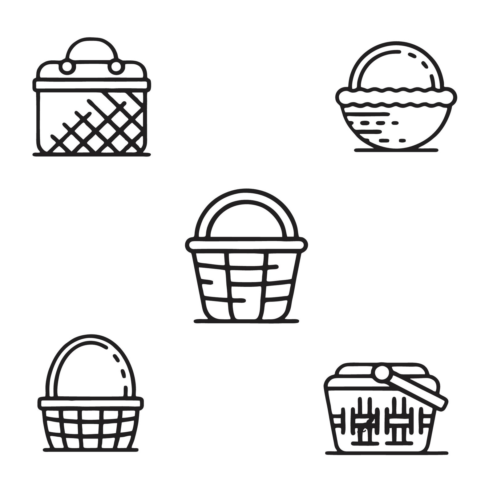 Basket Svg Bundle, Basket Clipart for Cricut, Basket Silhouette, Wicker ...