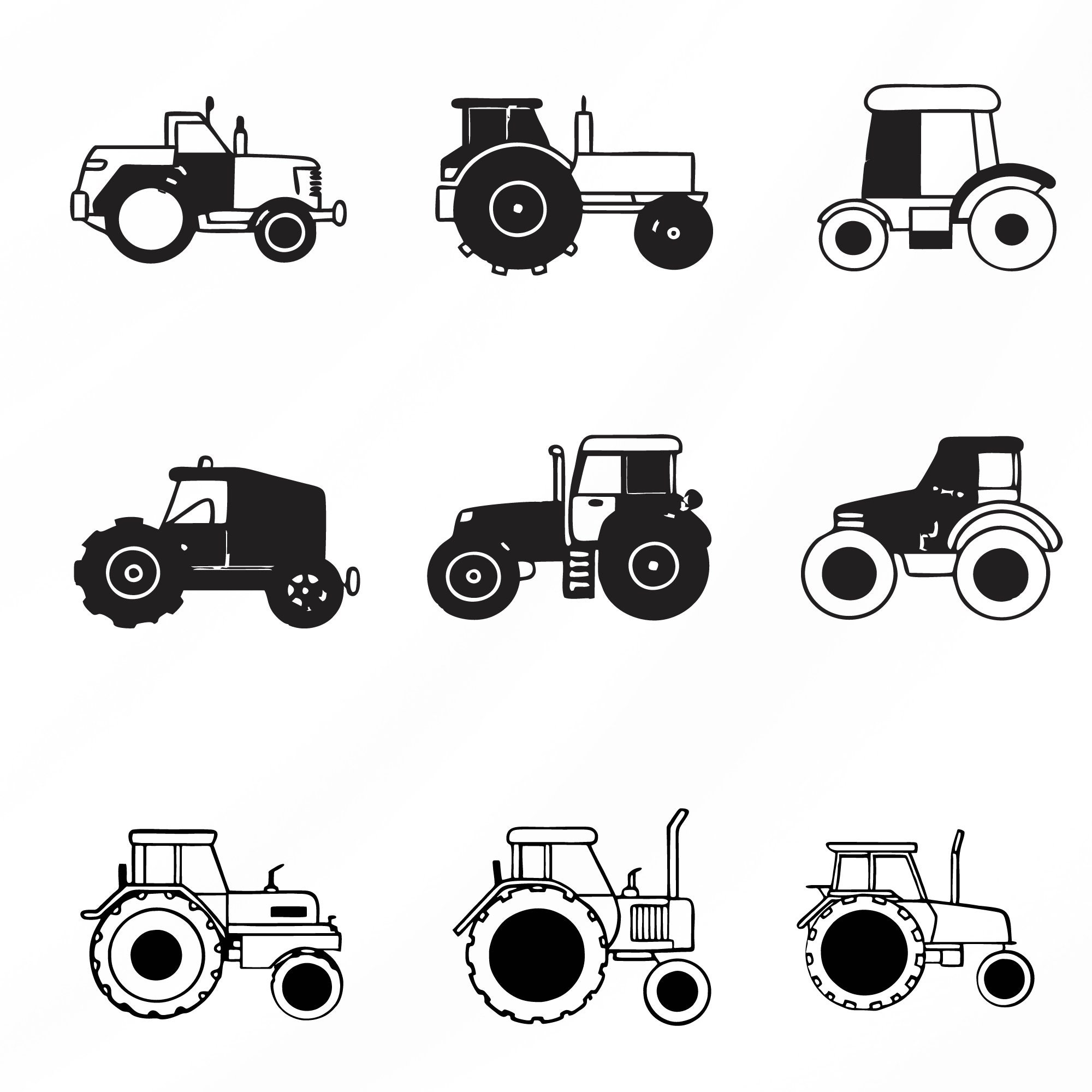 Tractor Svg Bundle, Tractor Clipart for Cricut, Farm Tractor Vector ...