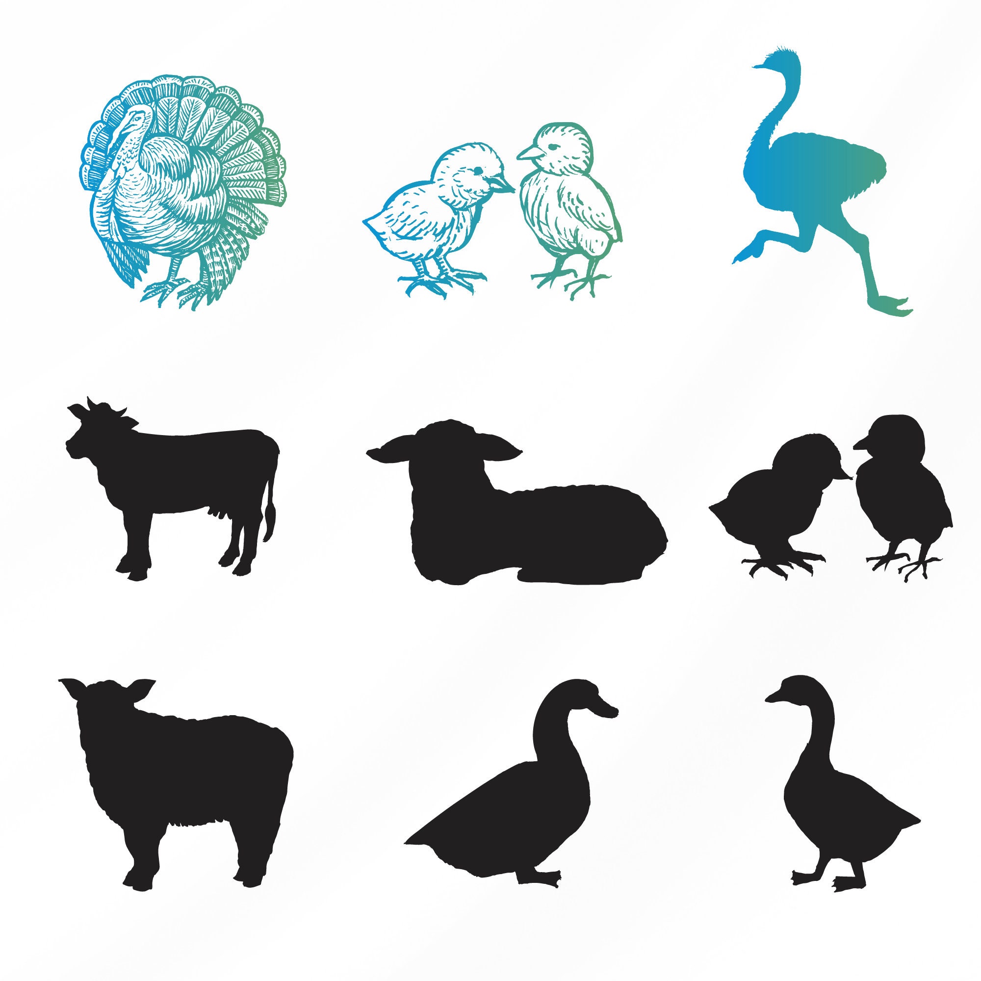 Animals Svg Bundle, Farm Animals Clipart for Cricut, Farm Animals ...