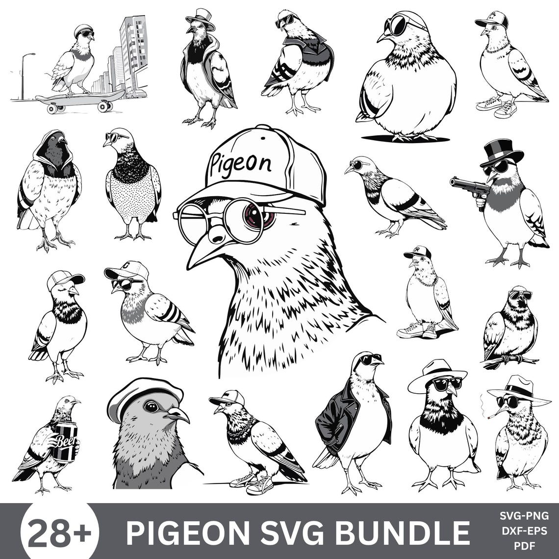Pigeon SVG Bundle, Pigeon Clipart, Pigeon Cut Files for Cricut, PNG and ...