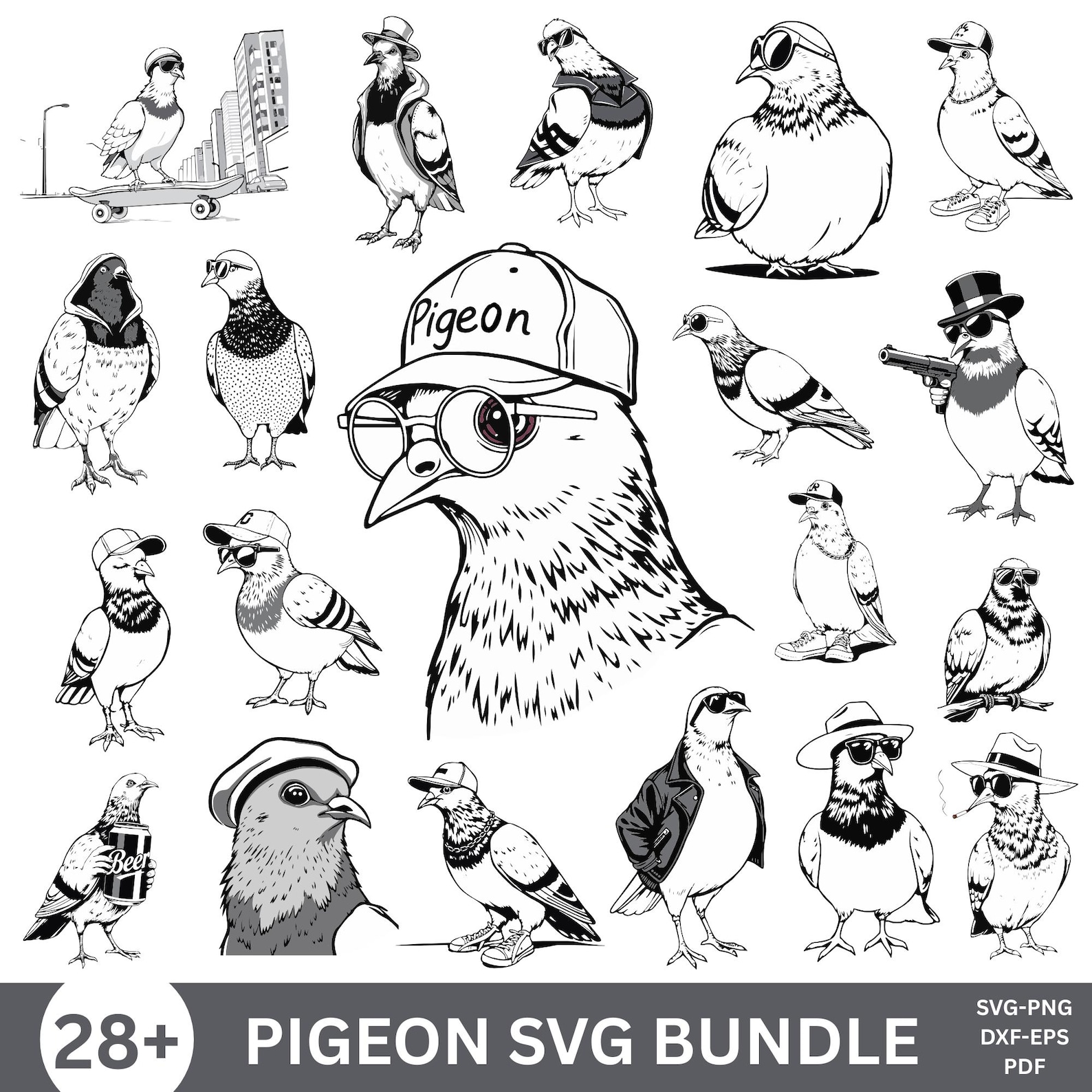 Pigeon SVG Bundle, Pigeon Clipart, Pigeon Cut Files for Cricut, PNG and ...