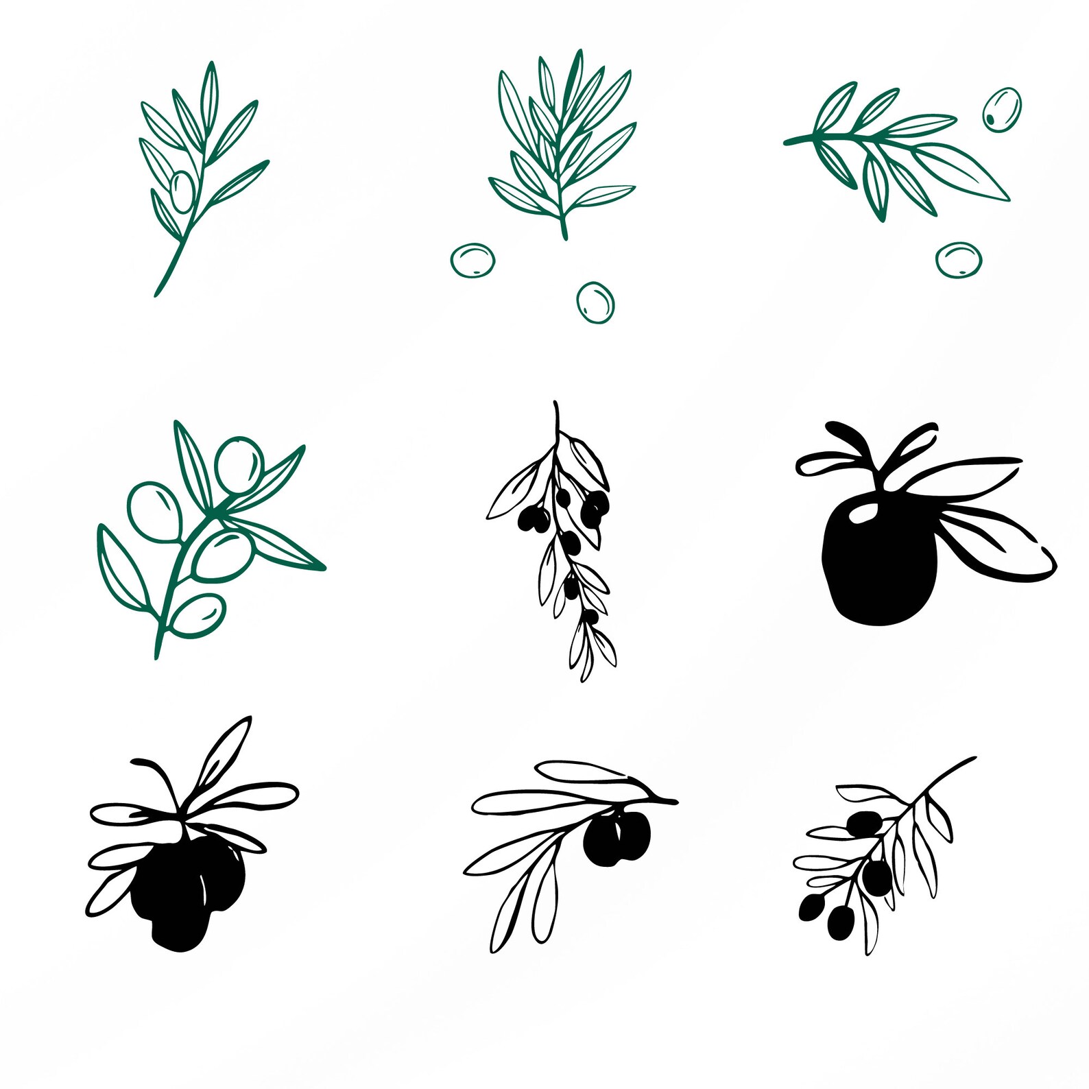Olive Branch Svg Bundle, Olive Branch Clipart for Cricut, Olive Leaf ...