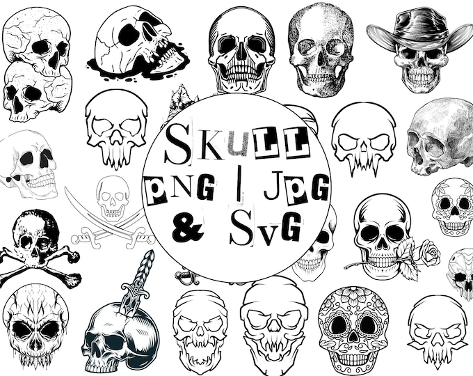 Skulls SVG Bundle ,skulls PNG Bundle , Skulls Clipart ,skeleton Svg ...