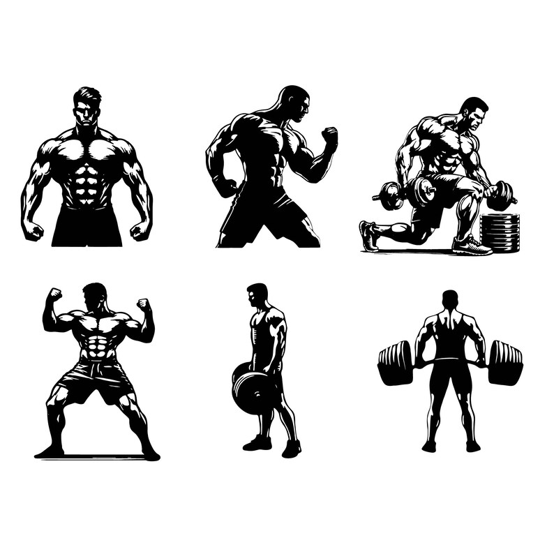 Bodybuilder Svg Bundle, Bodybuilder Clipart for Cricut, Exercise ...