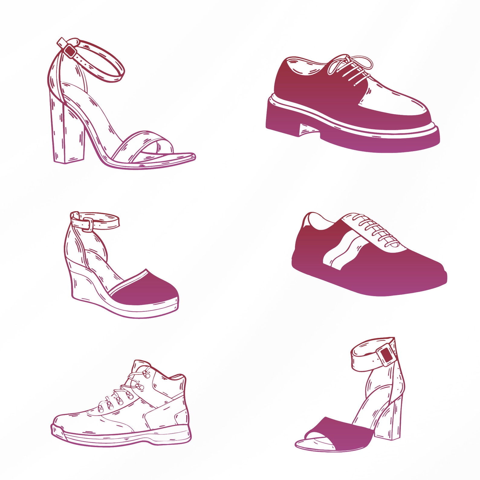 Shoes Svg Bundle, Sneaker Clipart for Cricut, Runnig Shoes Silhouette ...