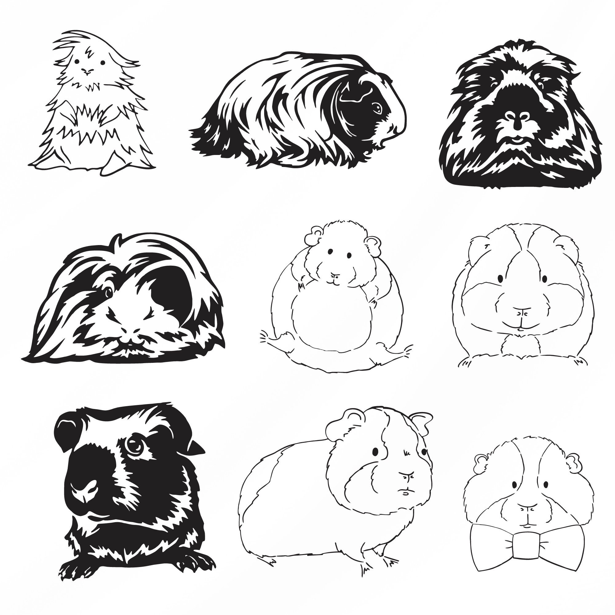 Guinea Pig Svg Bundle, Pig Clipart for Cricut, Cute Pig Silhouette ...