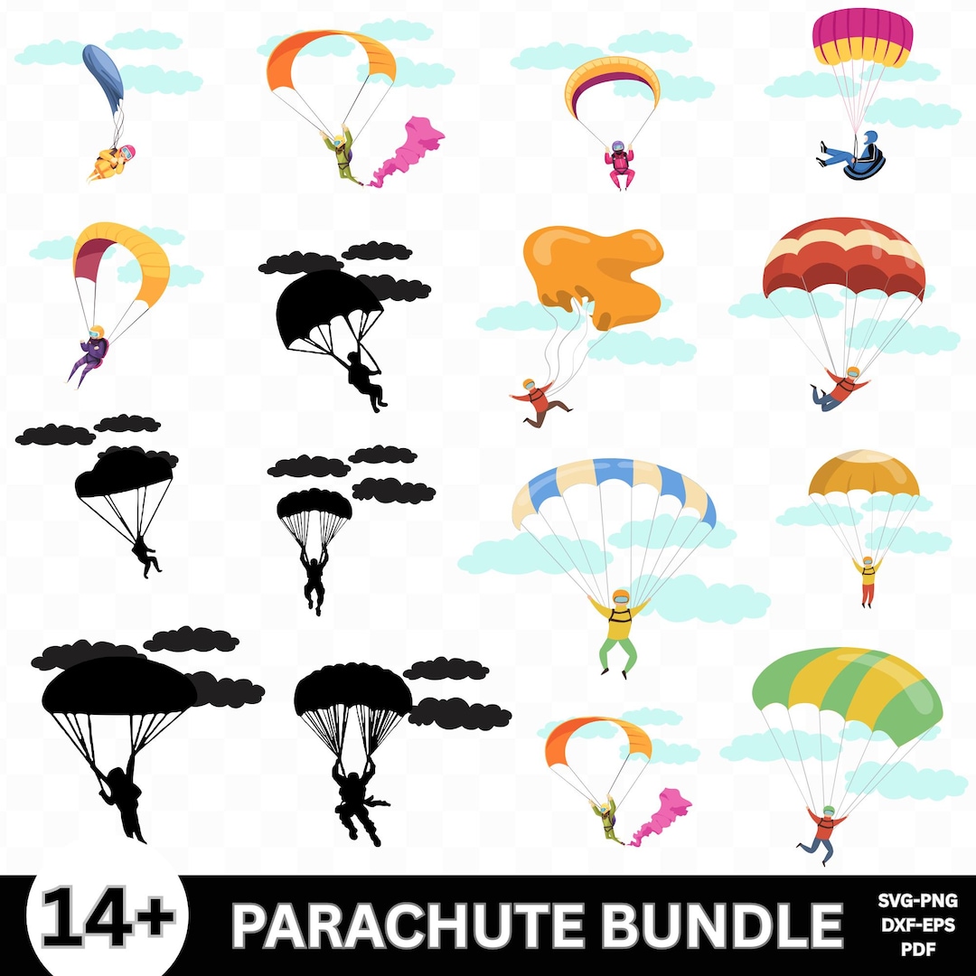Parachute Svg Bundle, Parachute Clipart, Parachute Vector, Jumping Svg ...