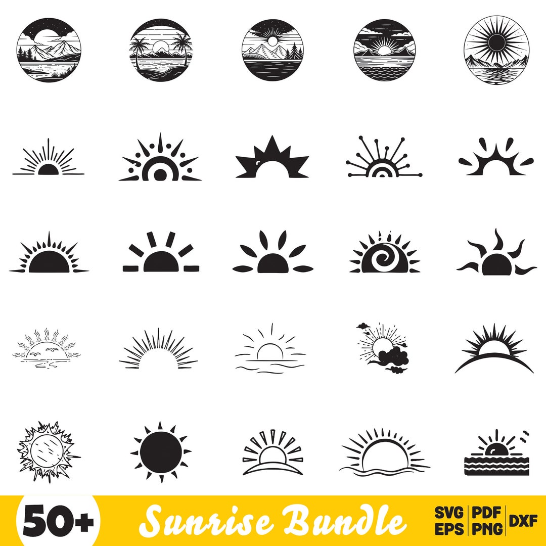 Sun Rise Svg Bundle, Sun Rise Clipart for Cricut, Sunrise Vector, Sun ...
