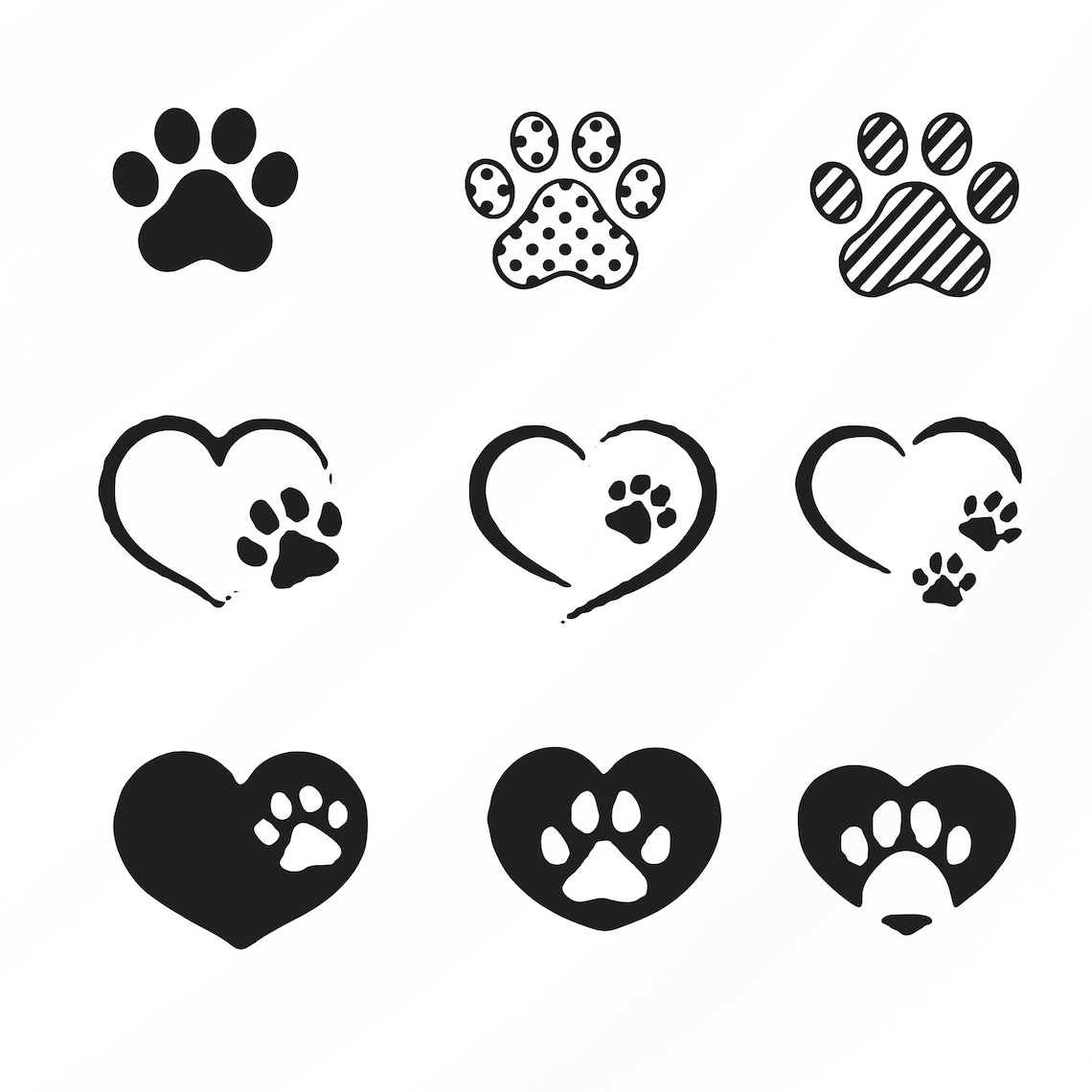Paw Print Svg Bundle, Dog Paw Clipart for Cricut, Paw Print Vector ...