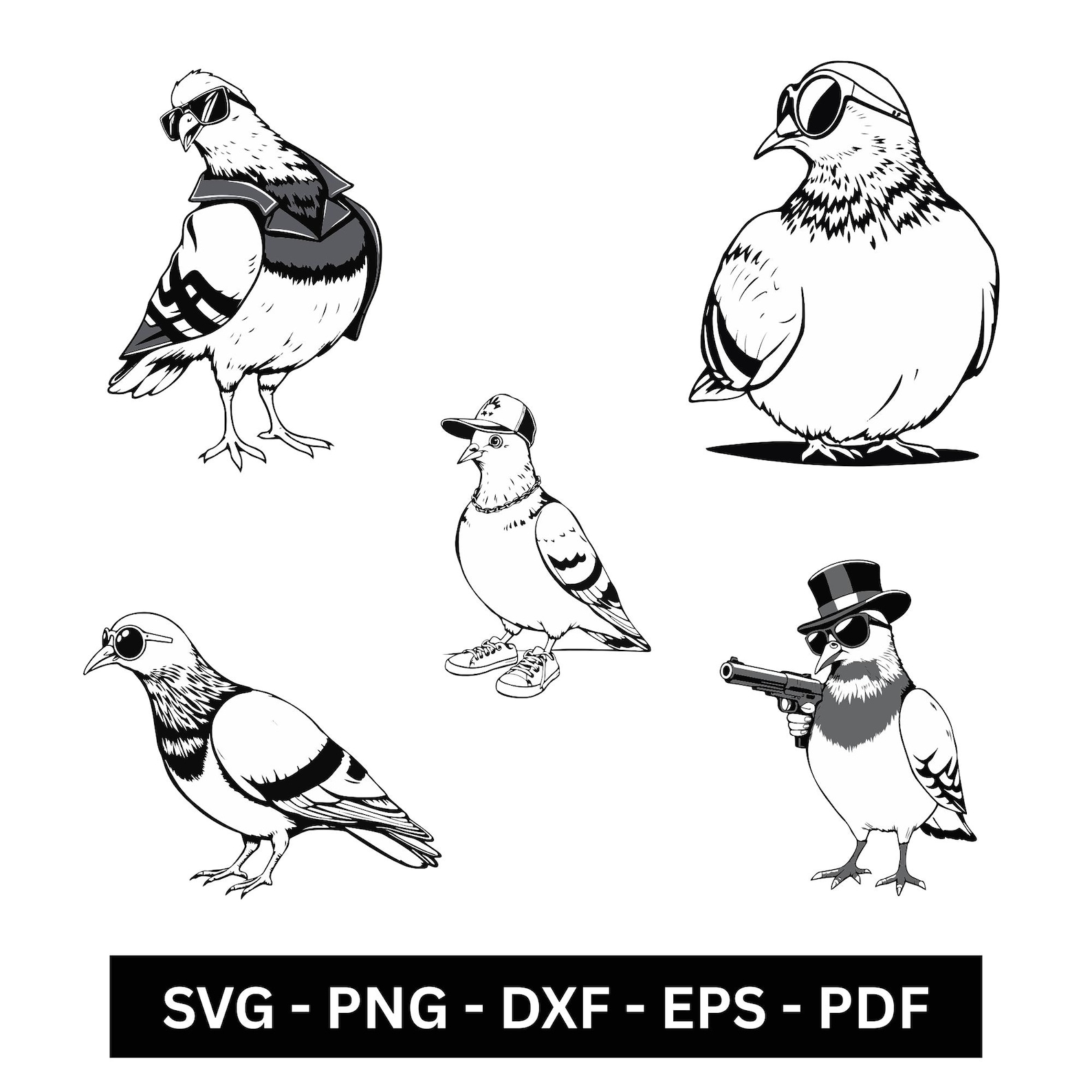Pigeon SVG Bundle, Pigeon Clipart, Pigeon Cut Files for Cricut, PNG and ...