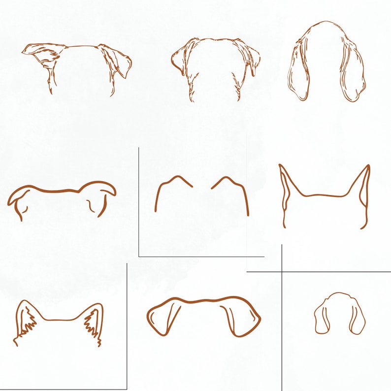 Dog Breed Ears Svg Bundle, Dog Ear Outline Clipart for Cricut, Dog Ear ...
