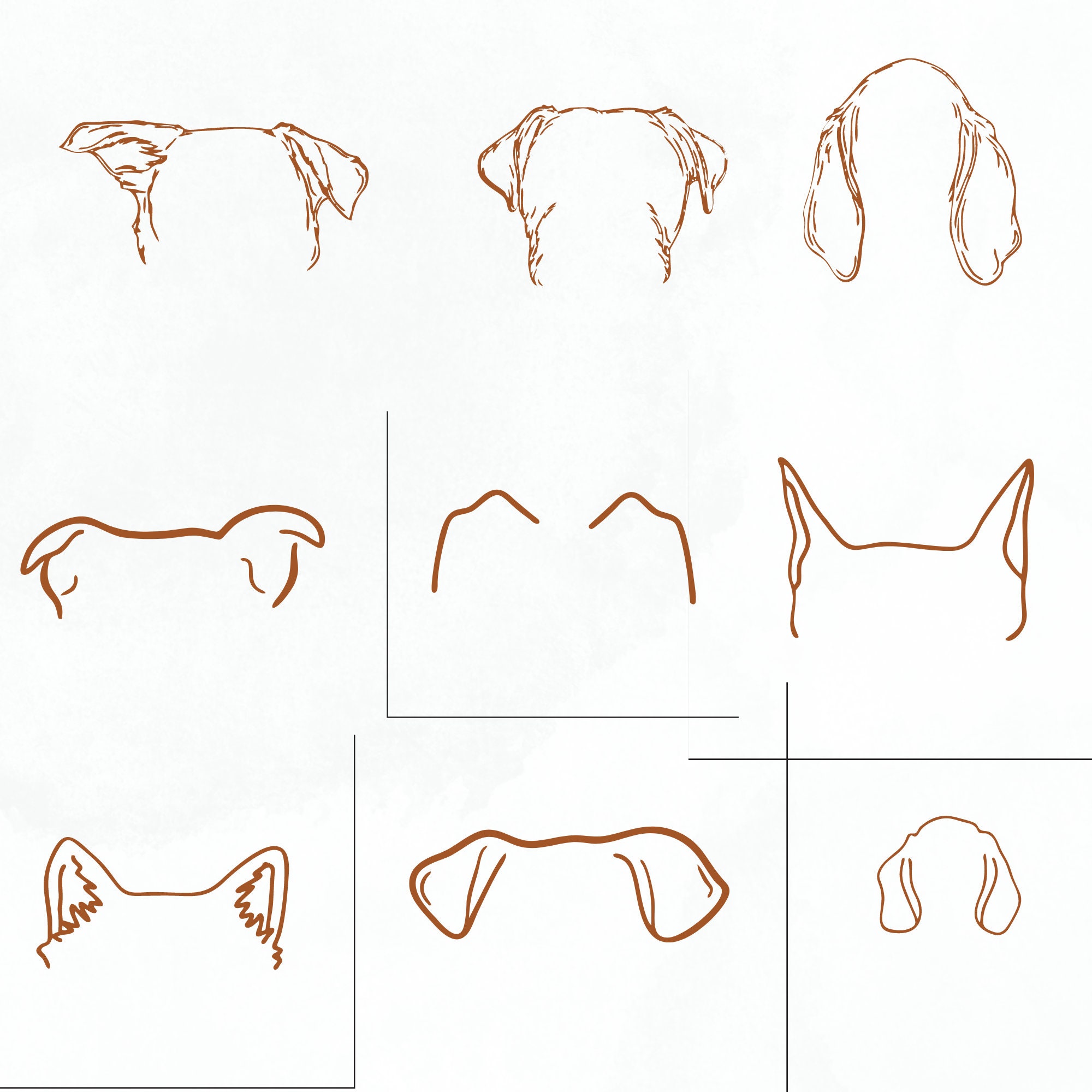 Dog Breed Ears Svg Bundle, Dog Ear Outline Clipart for Cricut, Dog Ear ...
