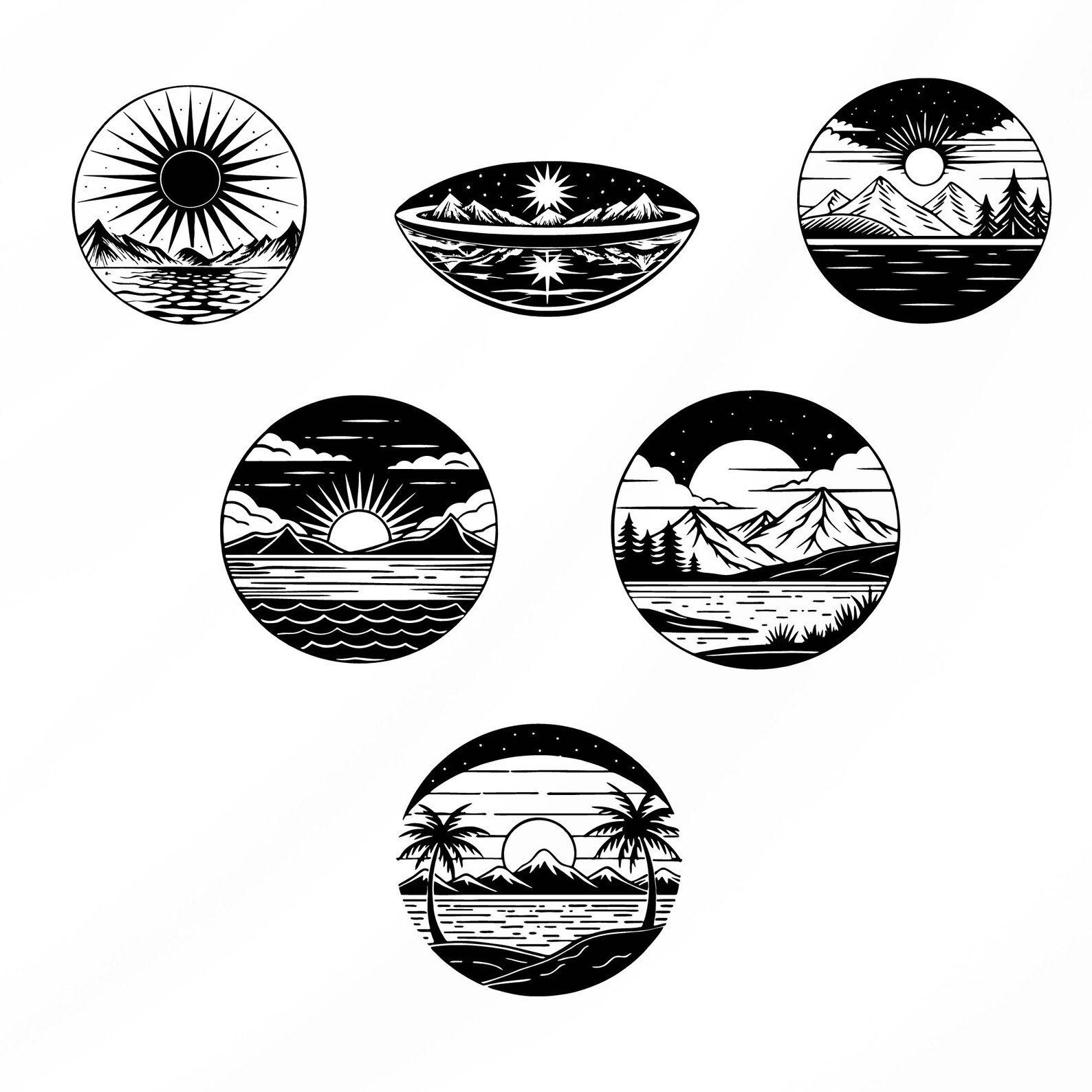 Sun Rise Svg Bundle, Sun Rise Clipart for Cricut, Sunrise Vector, Sun ...